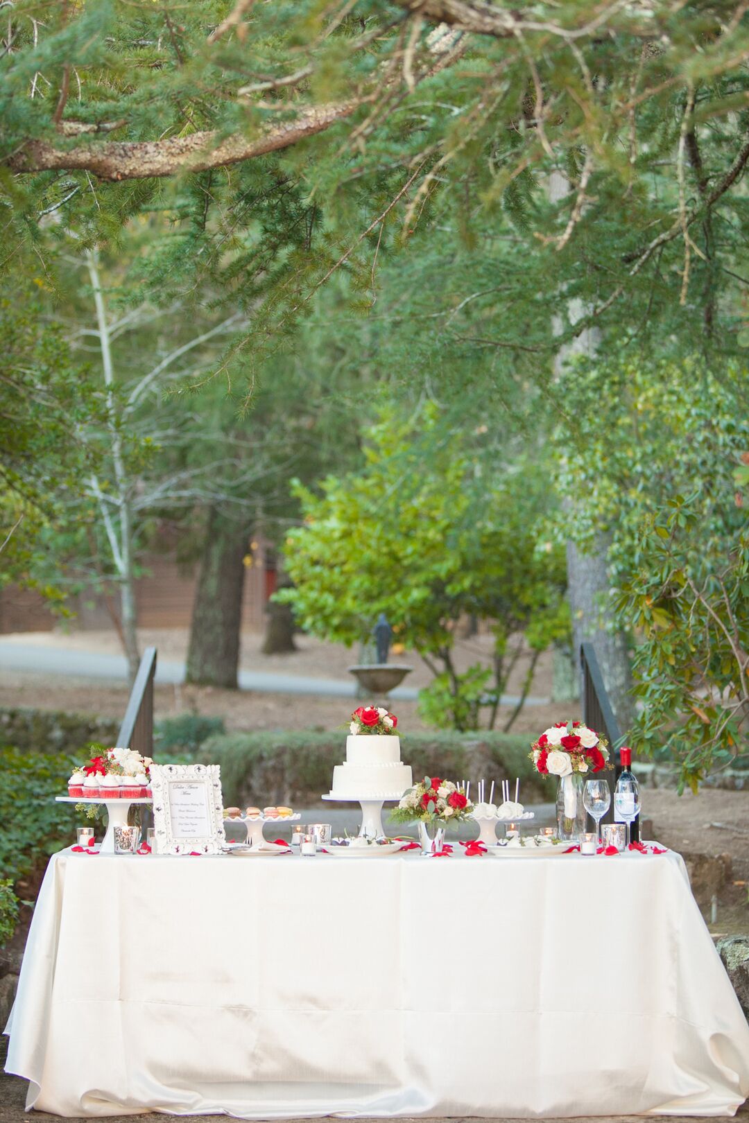 Ivory Dessert Table with Red Accents