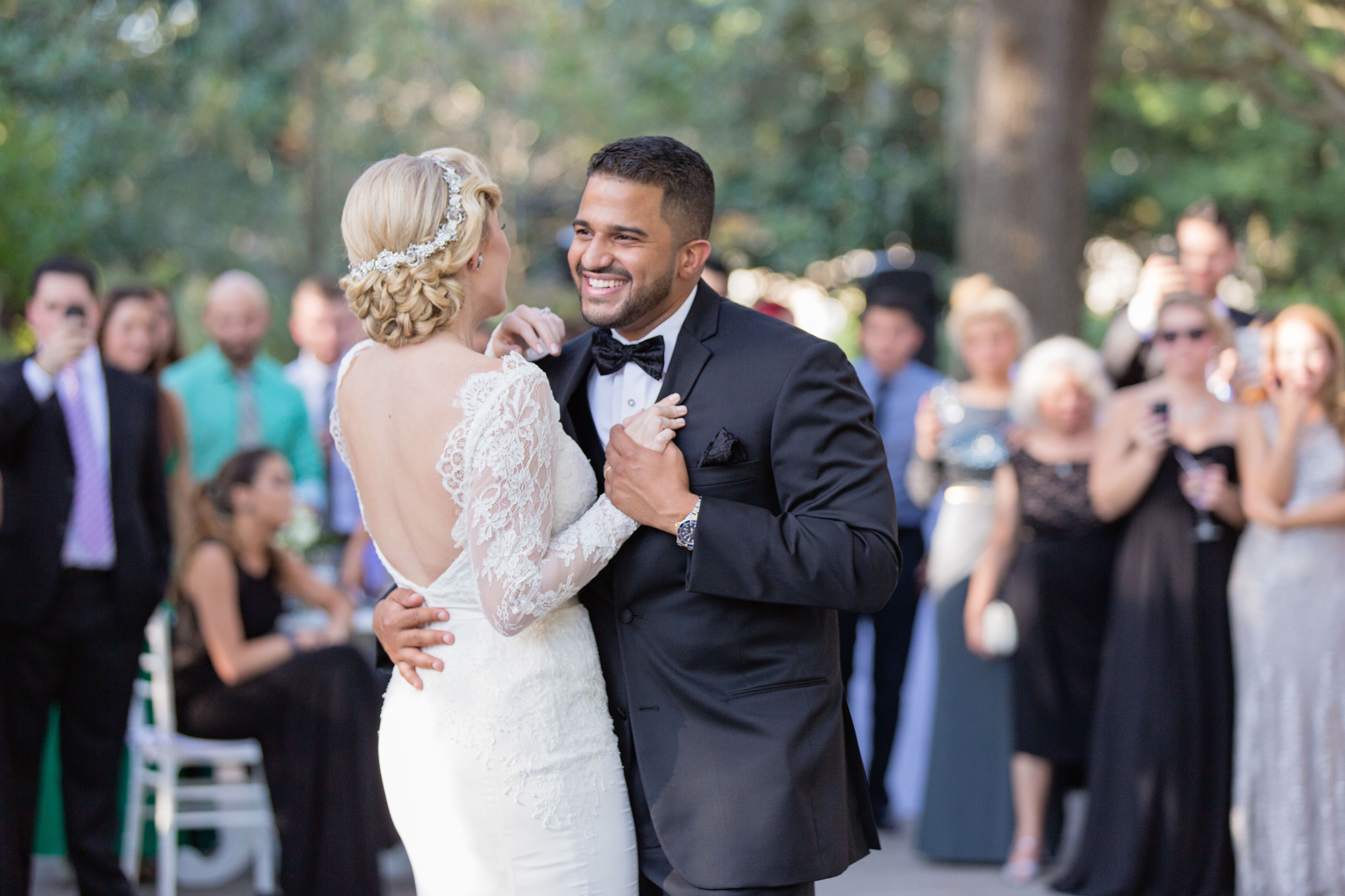 Dramatic Deep V-Back Wedding Gown