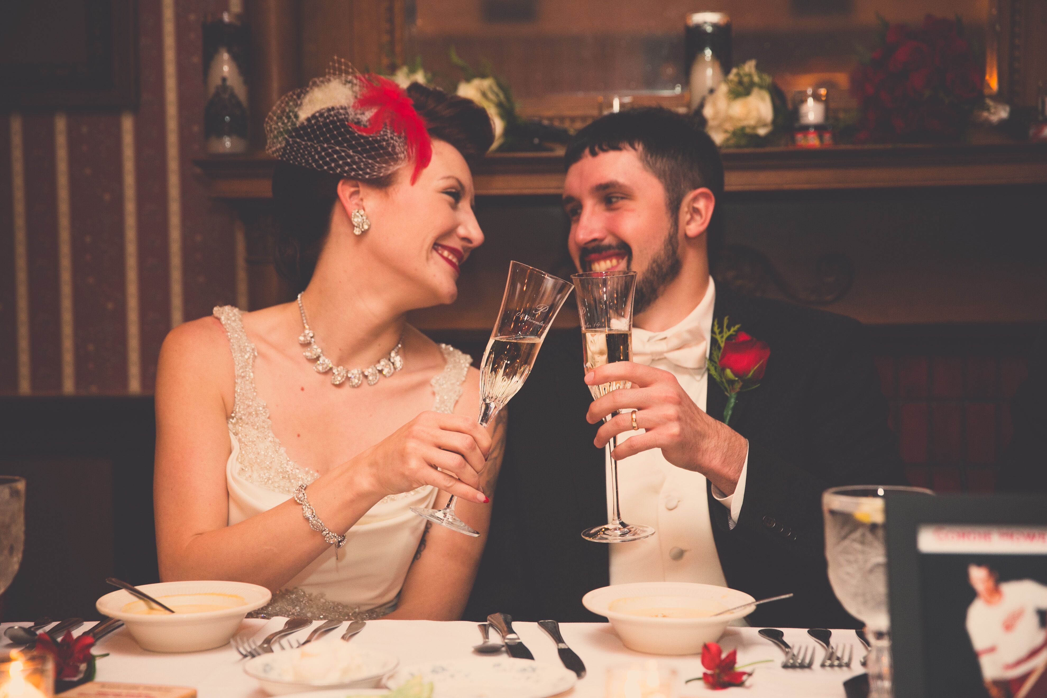 Vintage 1950s Bride and Groom Toast at Holly Hotel Reception