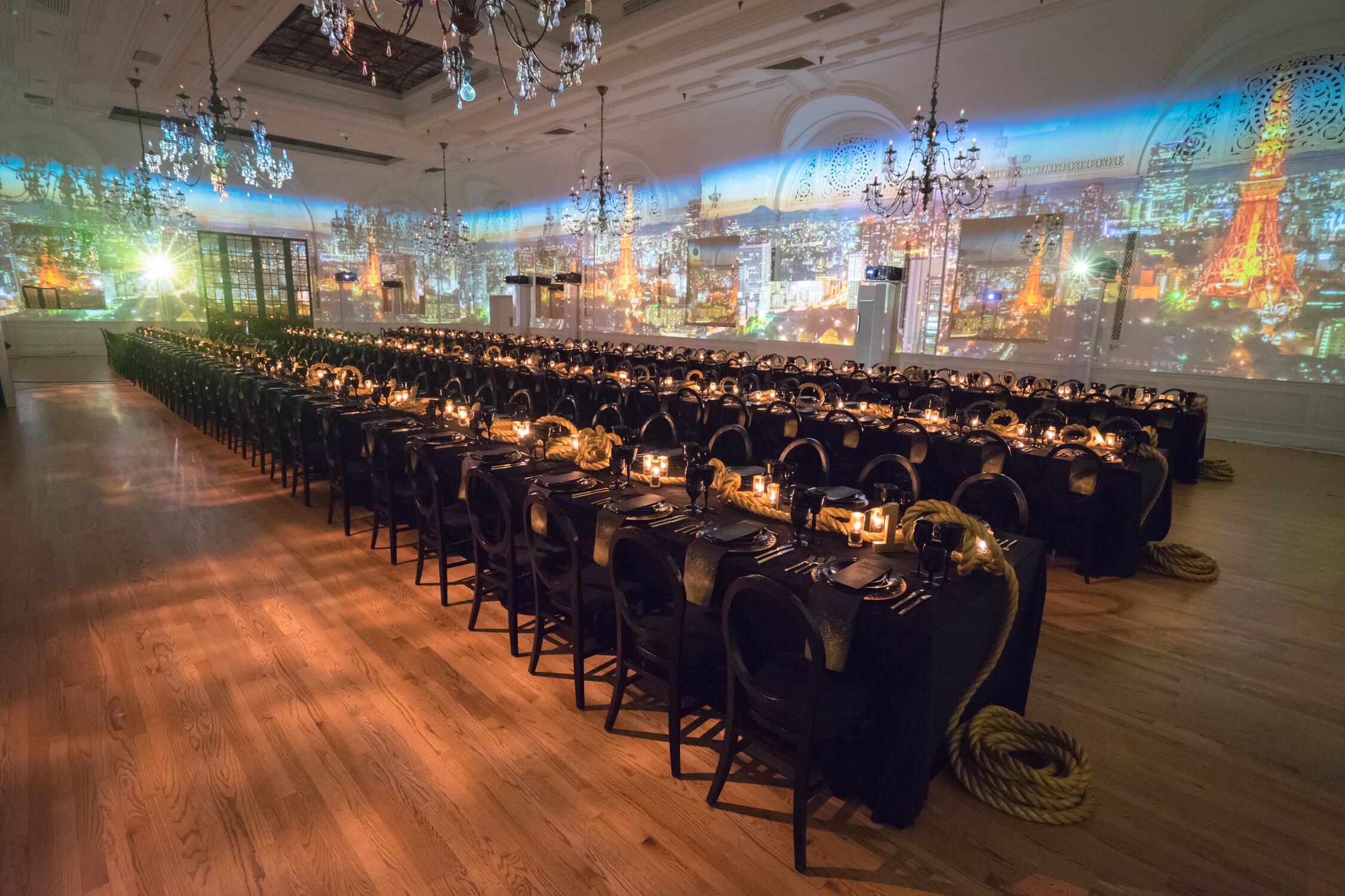Modern Reception with Projections on Walls