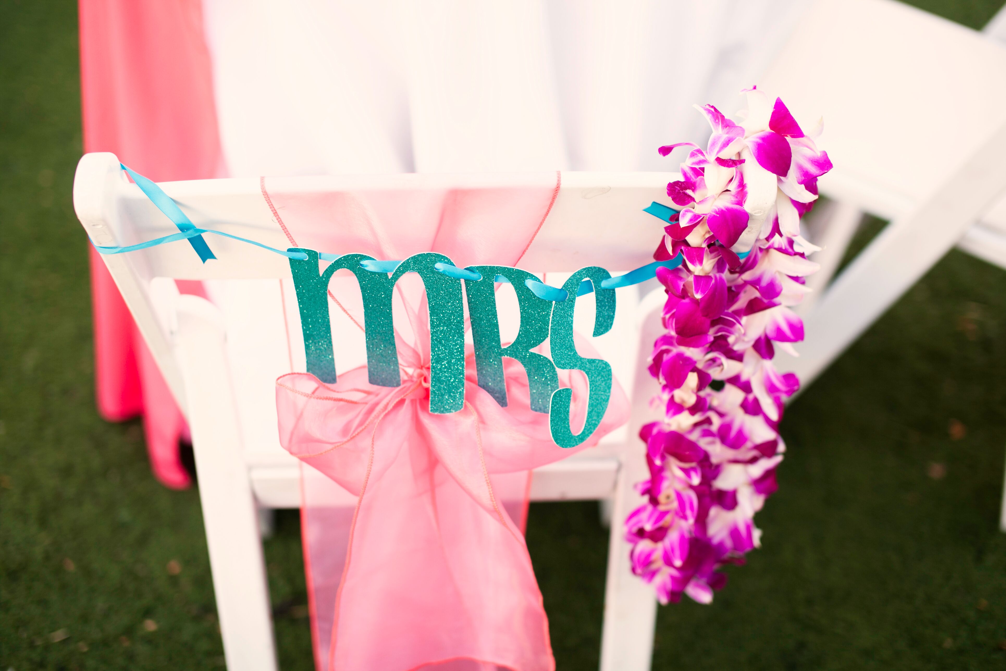 Hanging 'Mrs.' Teal Chair Sign