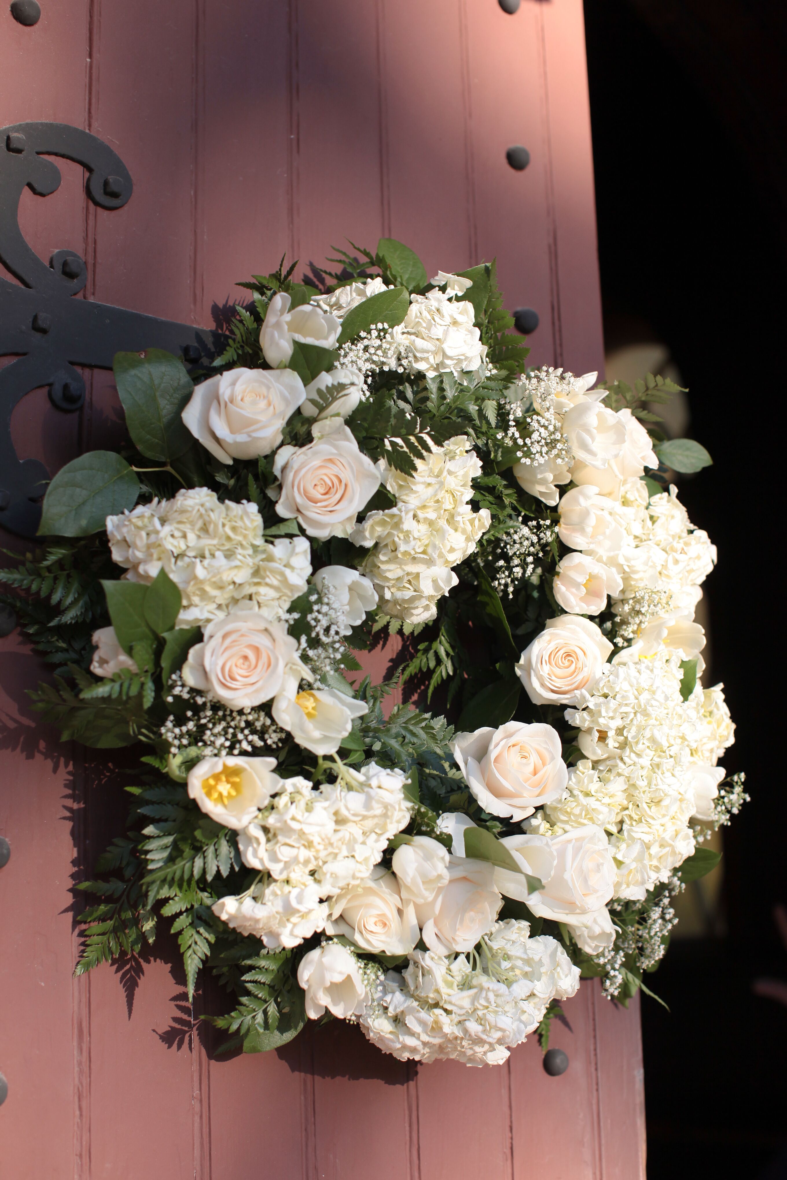 Romantic Rose Wreath Church Door Decor