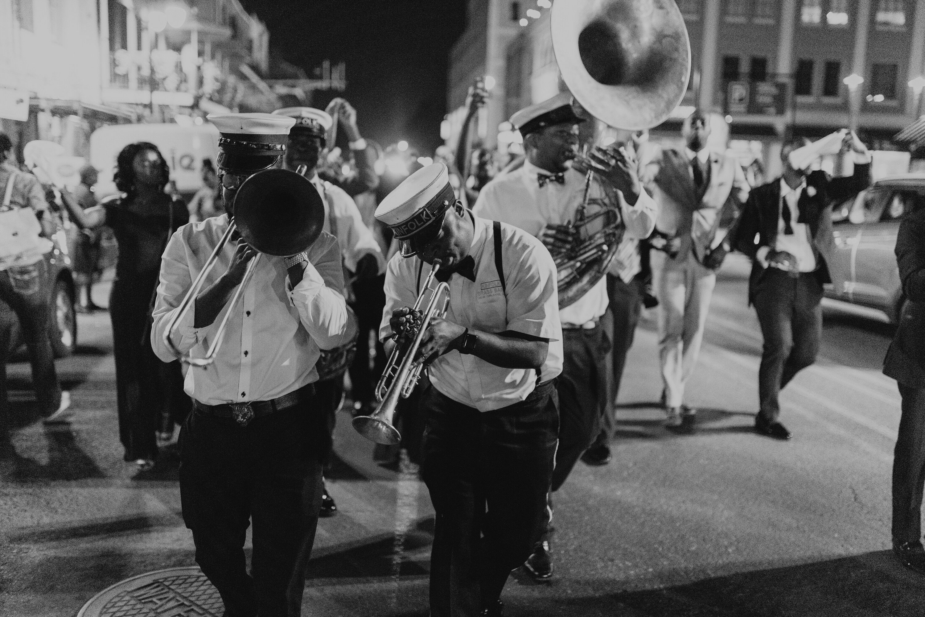 Evening Second-Line Parade in New Orleans, Louisiana