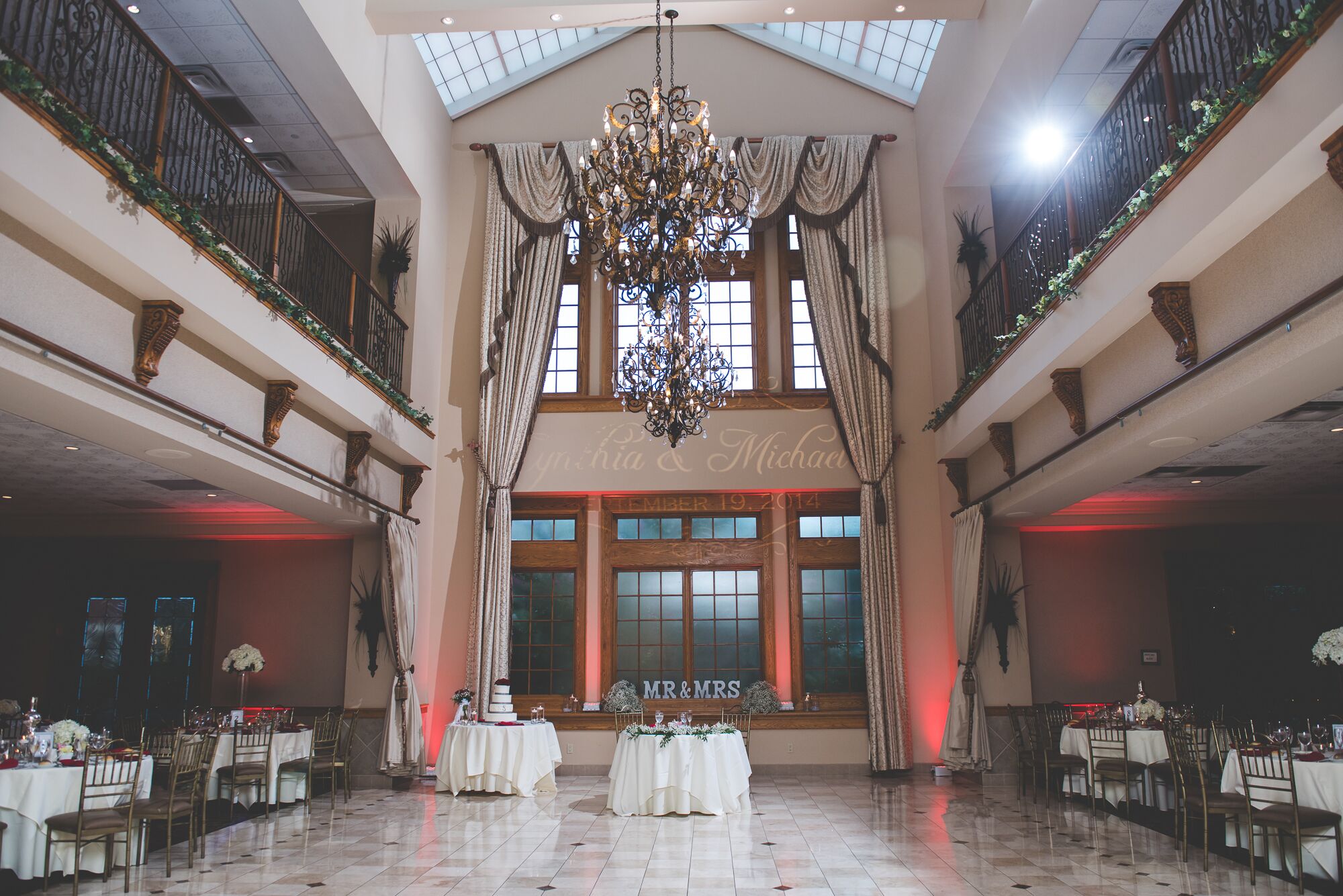 Ornate Chandelier at Two-Story Reception Hall