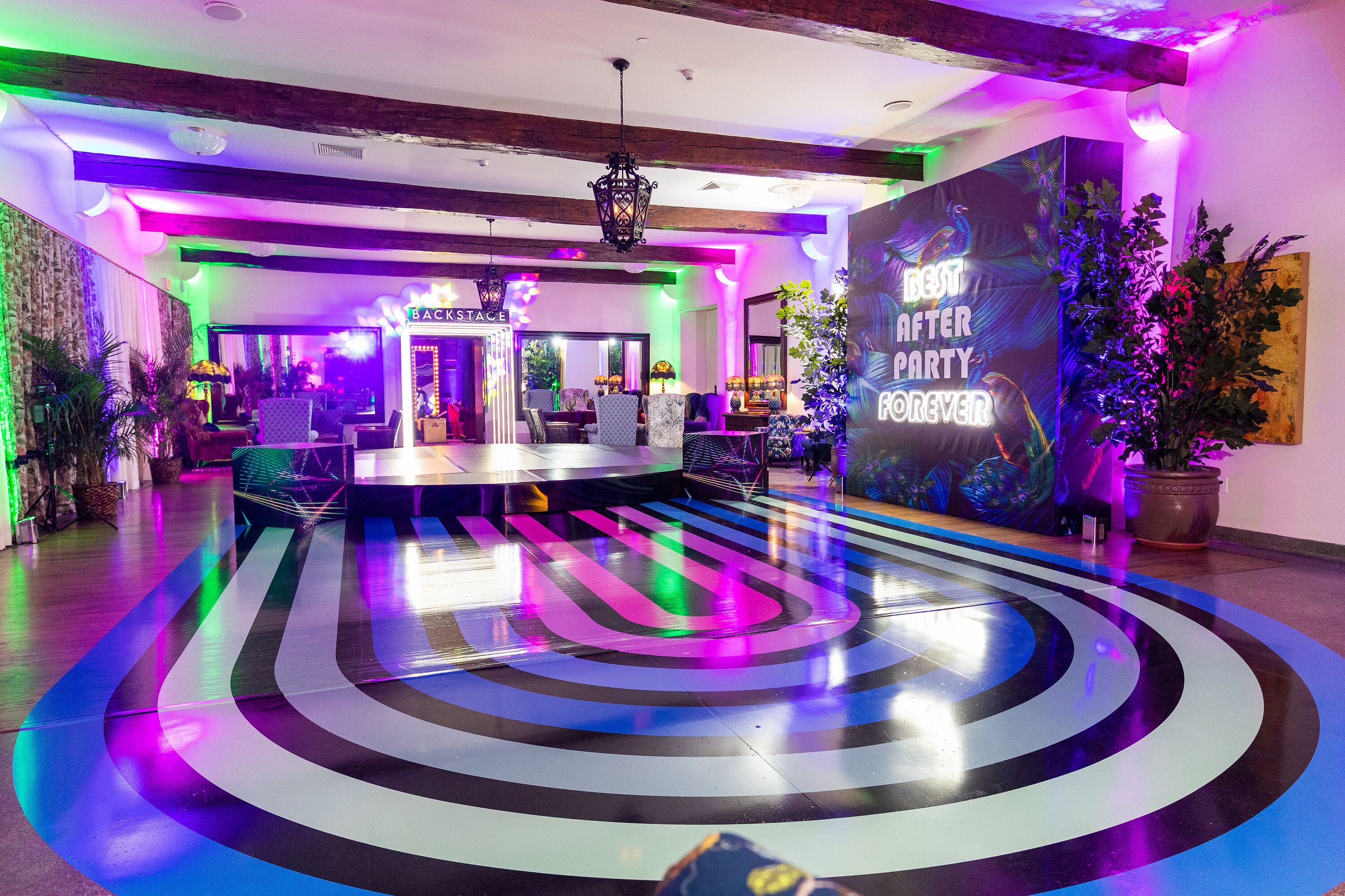 Custom Dance Floor at Cool After Party, Custom Signage and Lighting