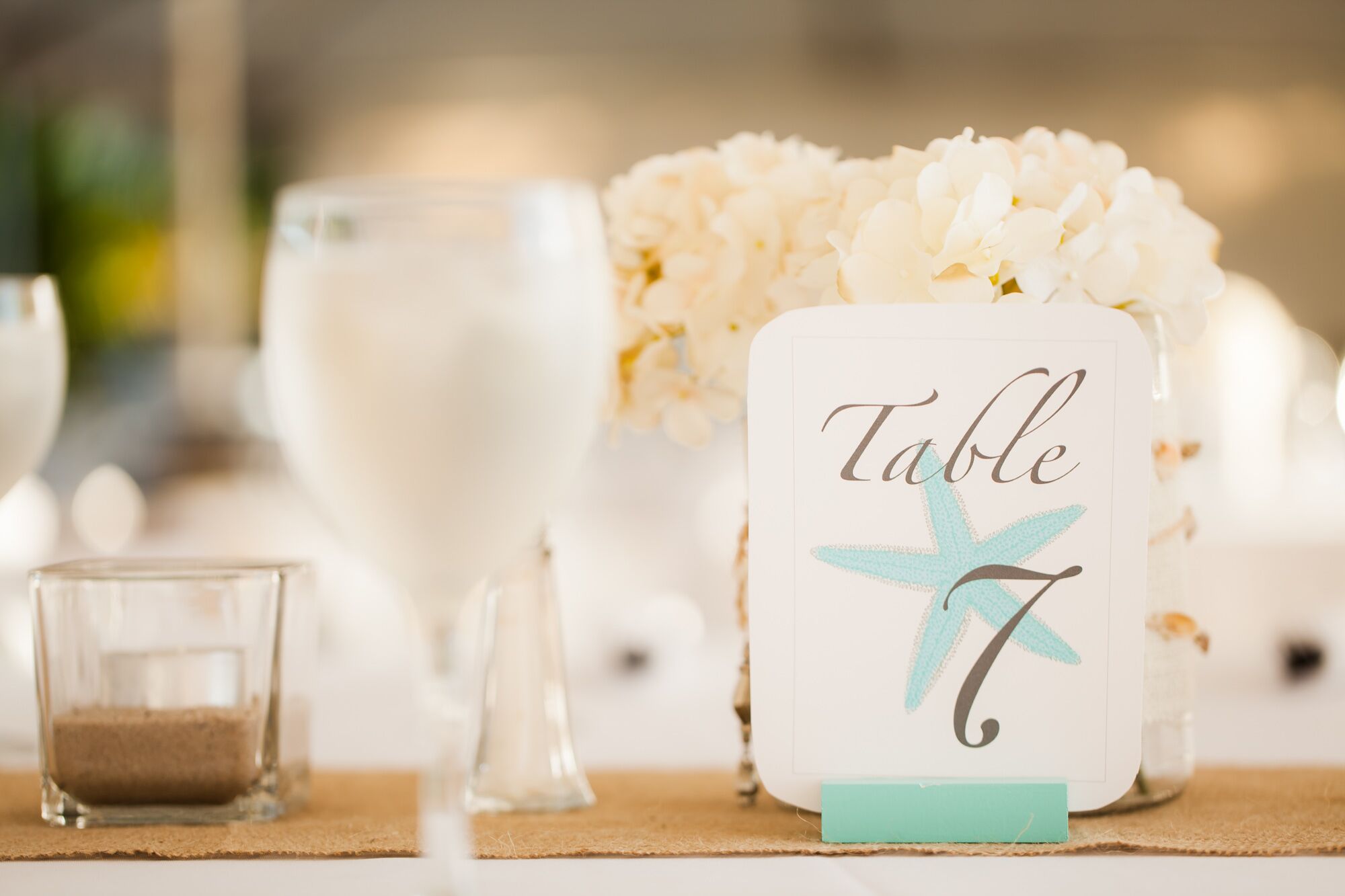Simple Aqua, White Starfish Table Numbers
