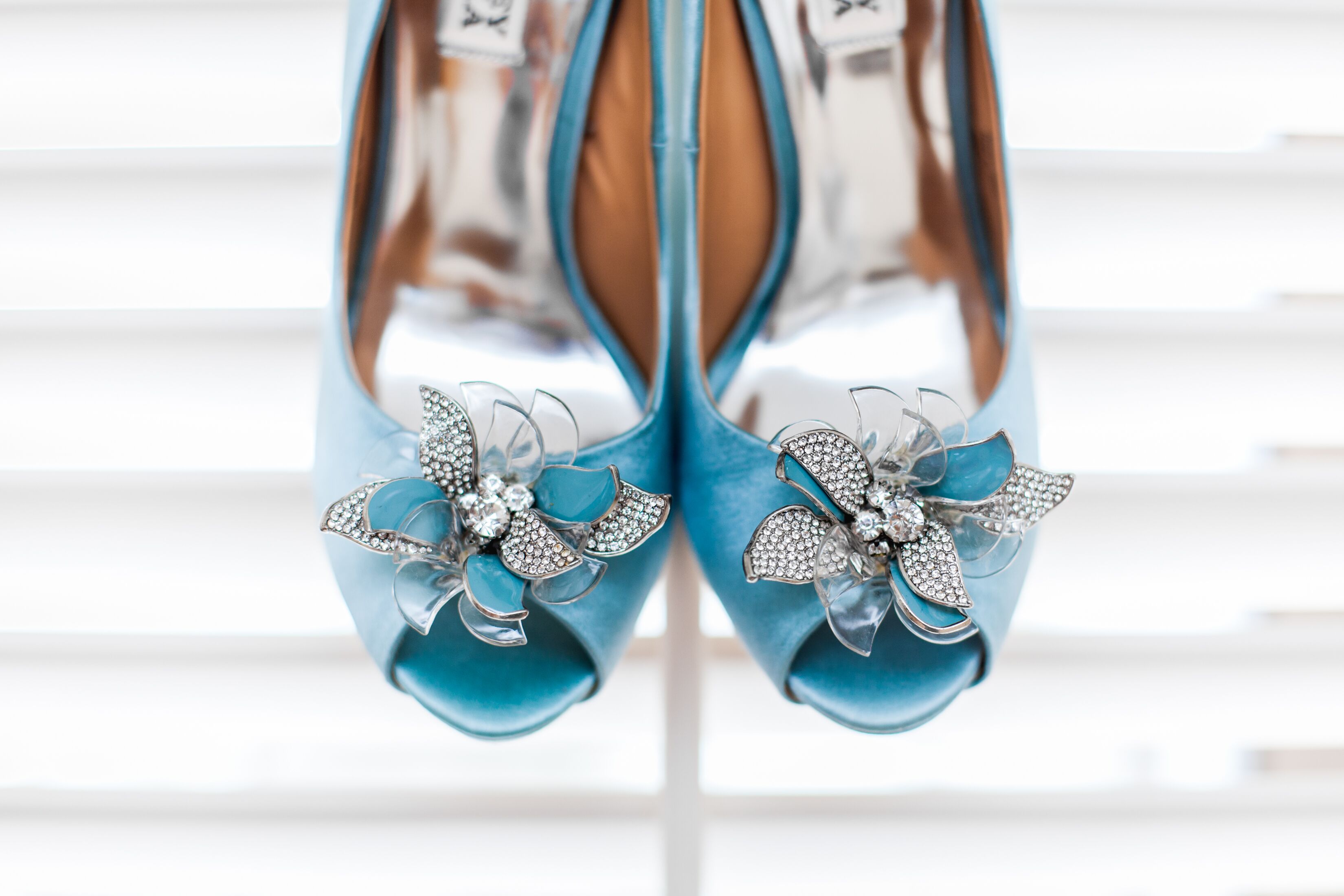 Blue and Silver Open-Toed Shoes