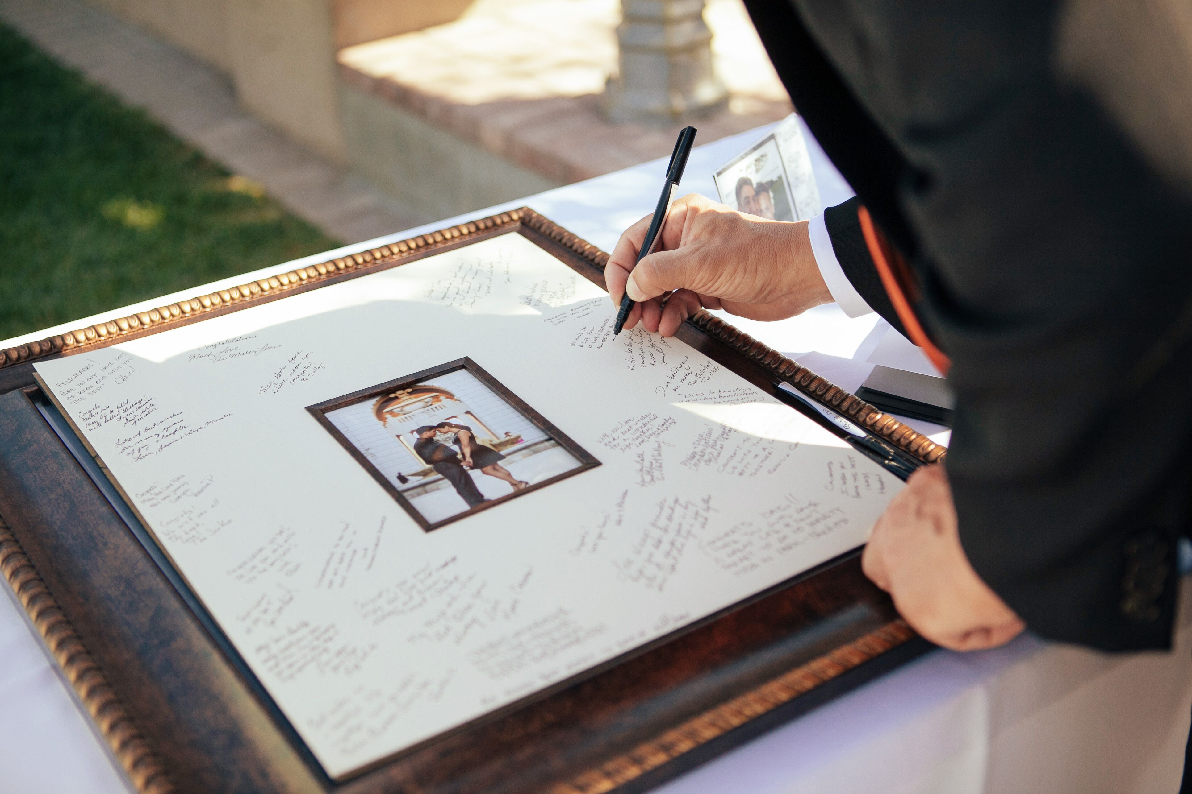 Framed White Guest Book With Picture