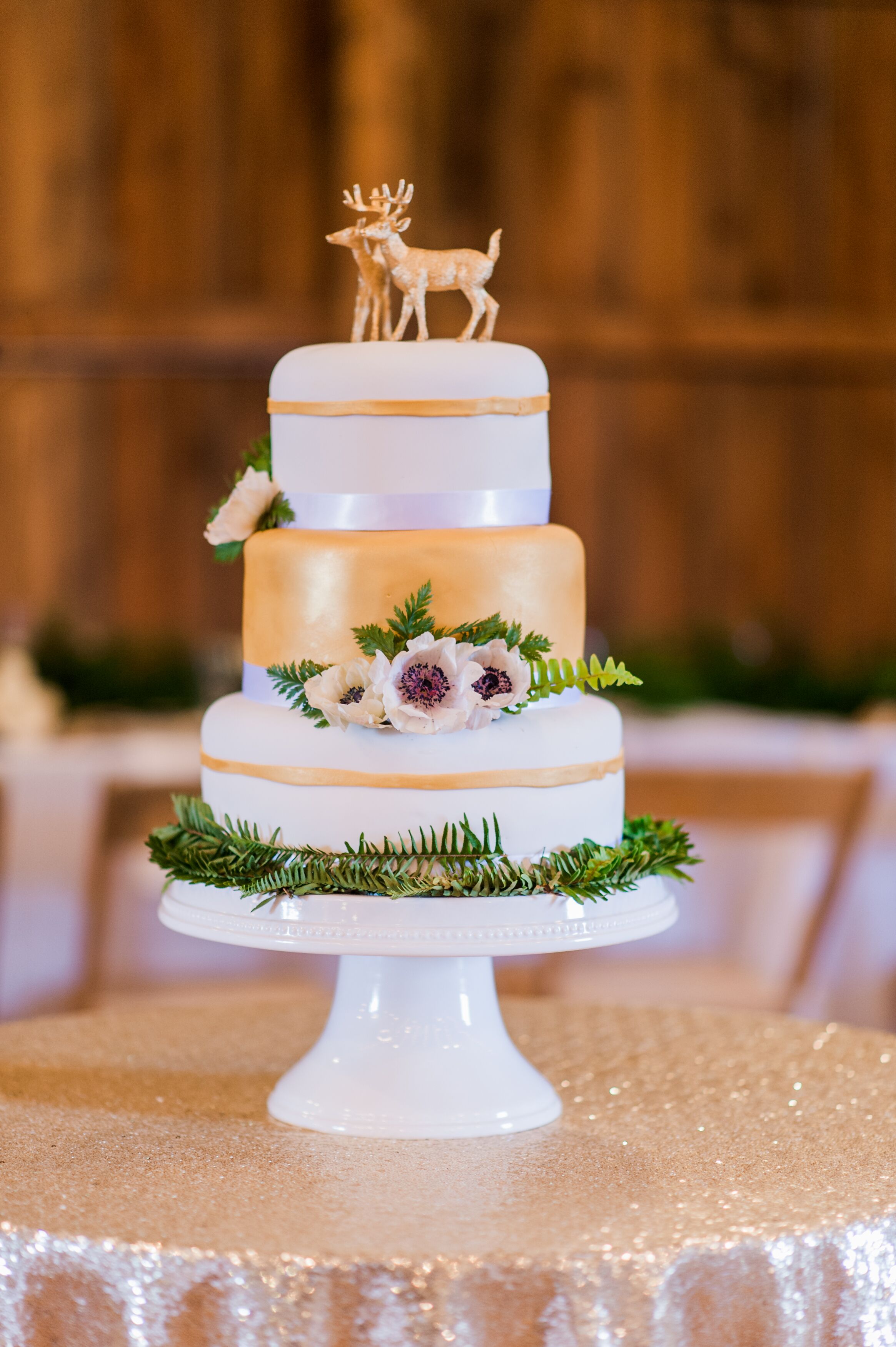 Gold Three-Tier Wedding Cake