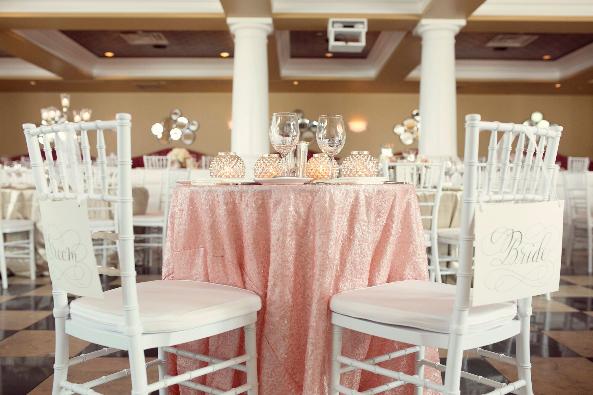 Sweetheart Table with Blush Tablecloth