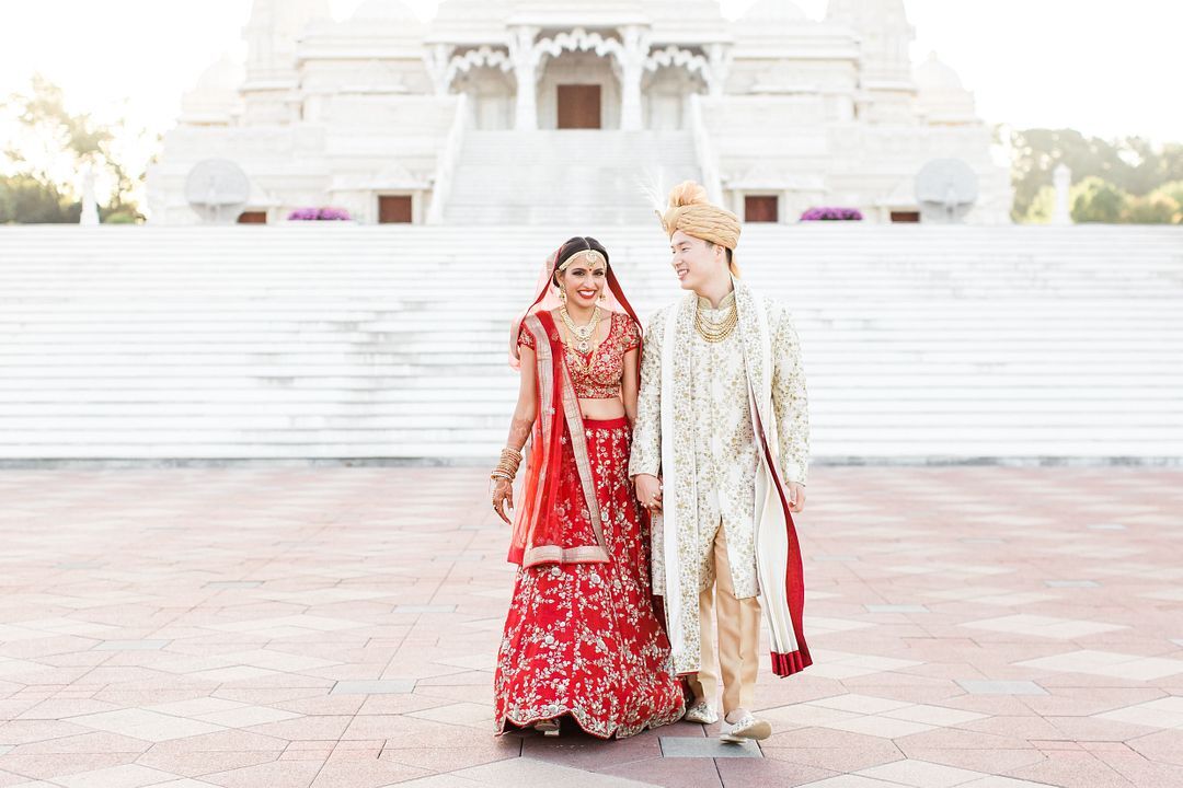 Bride and Groom with Traditional Hindu Wedding Fashion