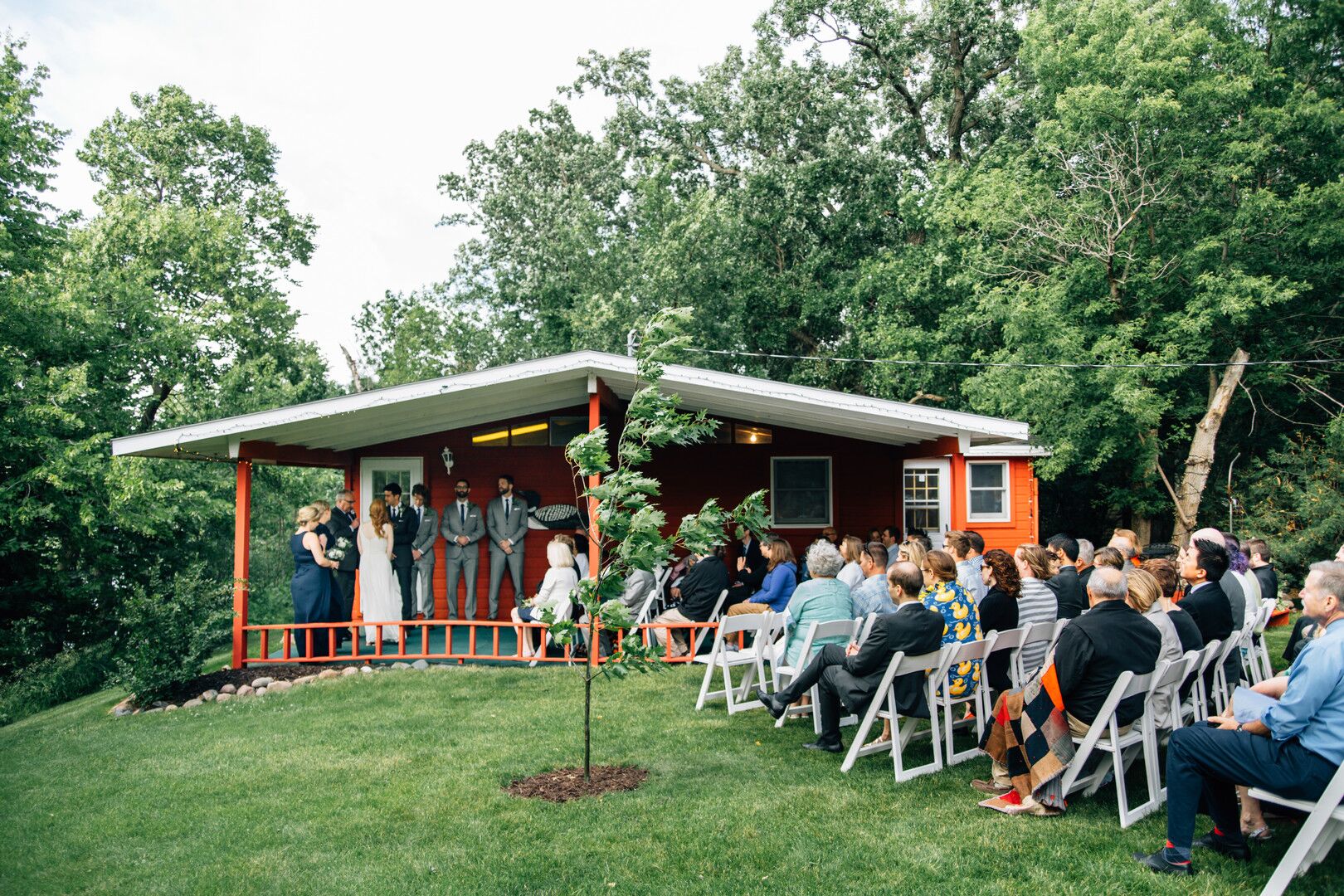 Wedding Ceremony at Rustic Family Cabin