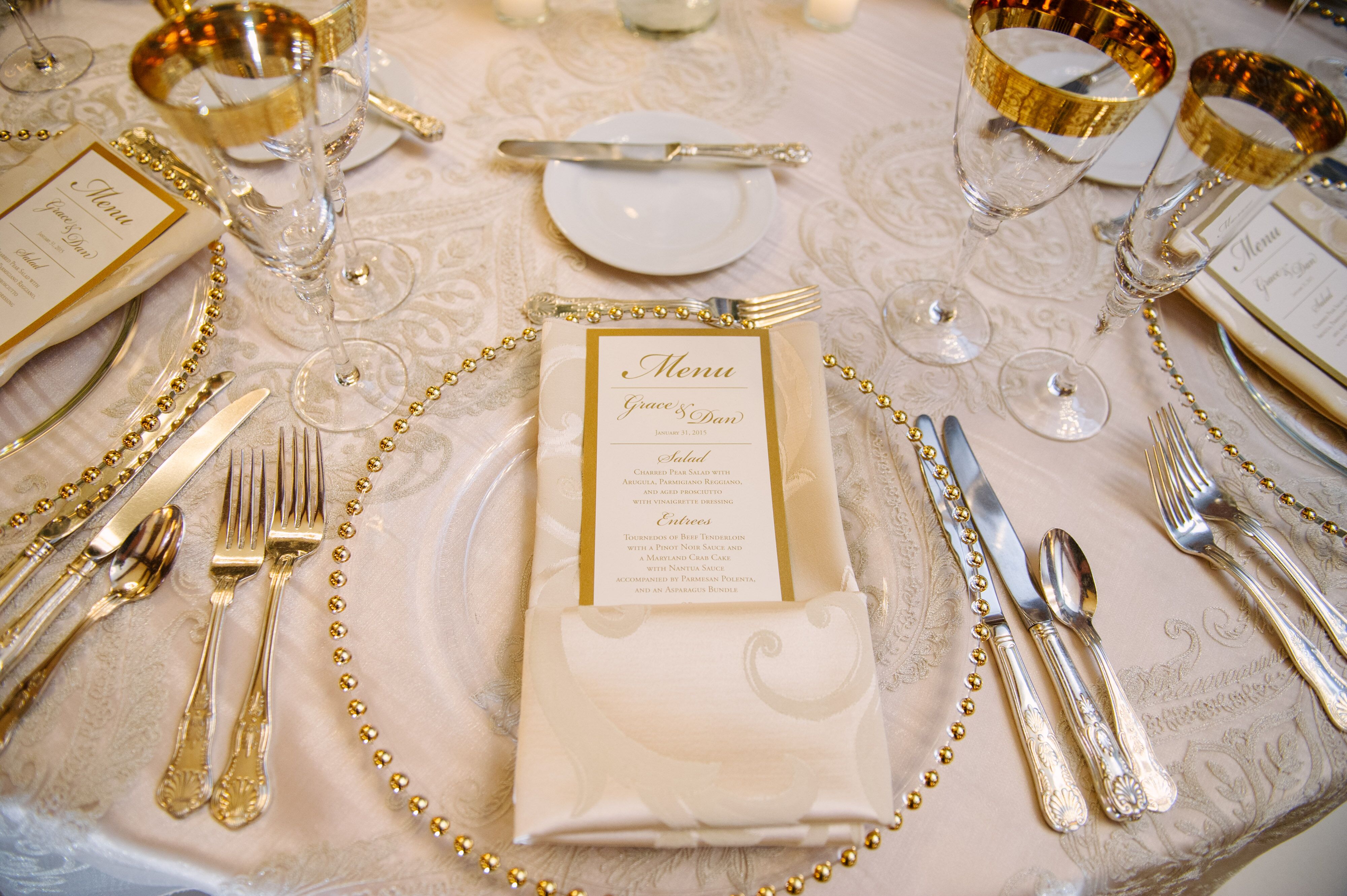 Gold-Beaded Glass Dinnerware