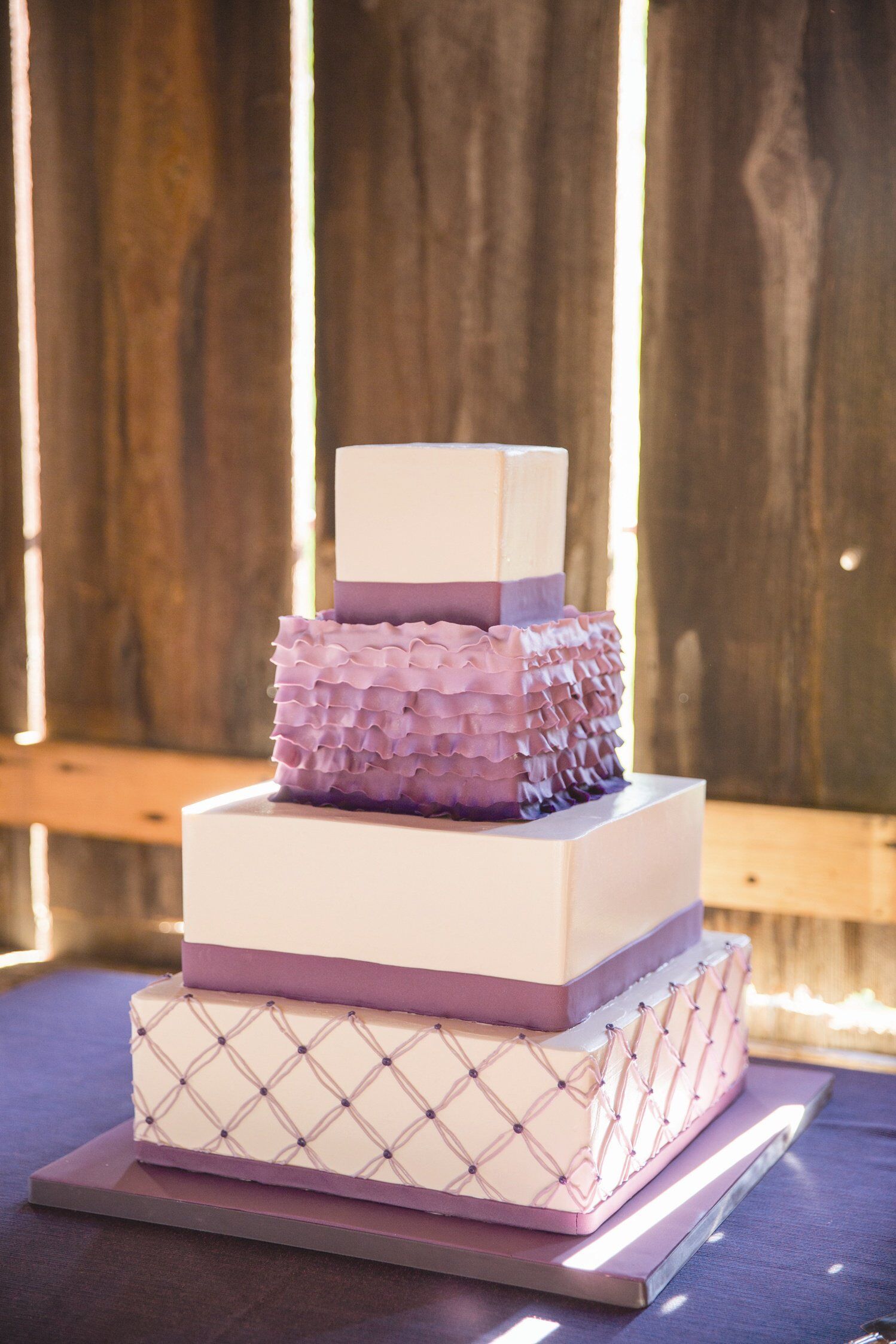Square Purple Wedding Cake