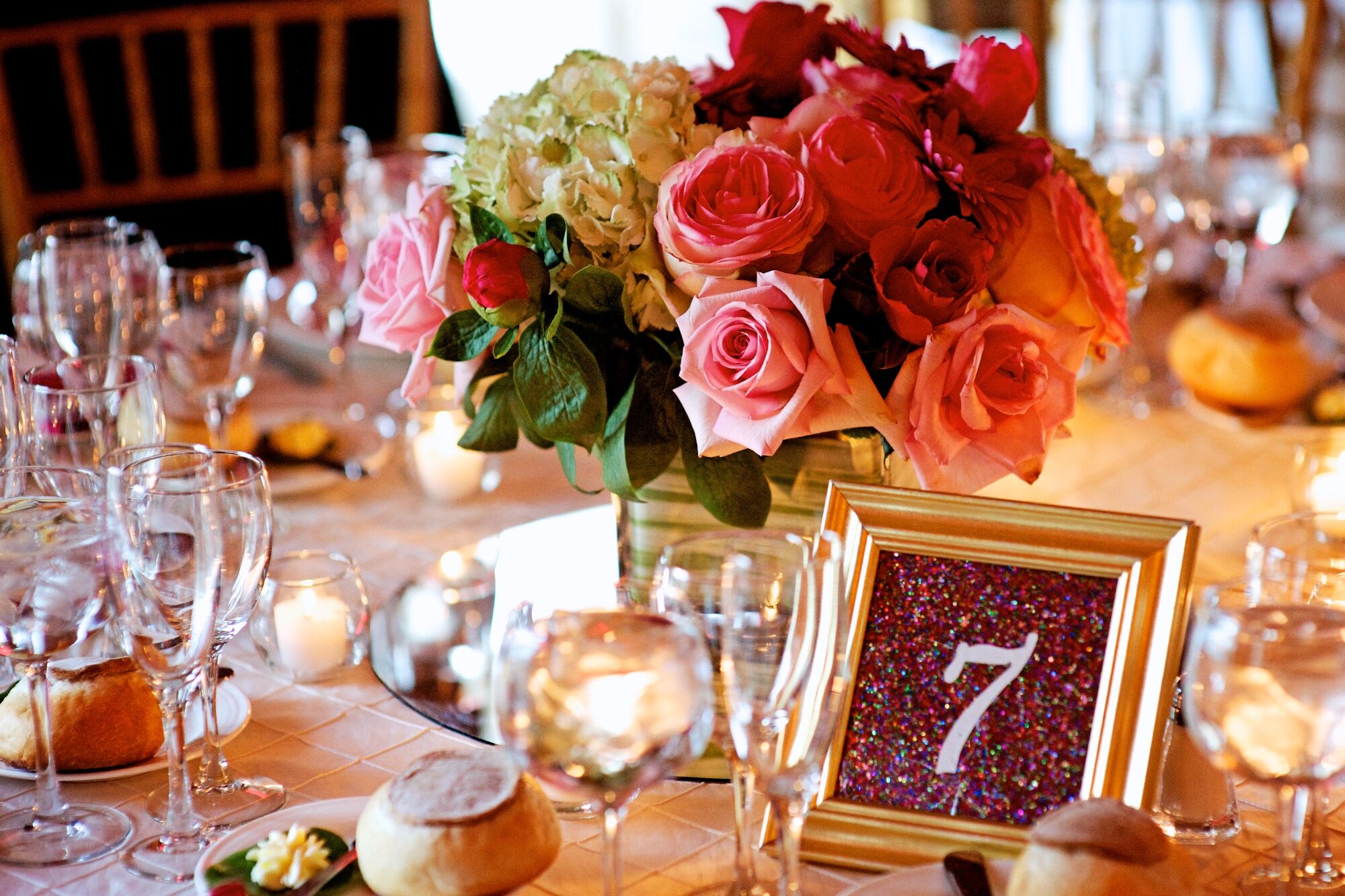 Gold Table Number With Glitter Background