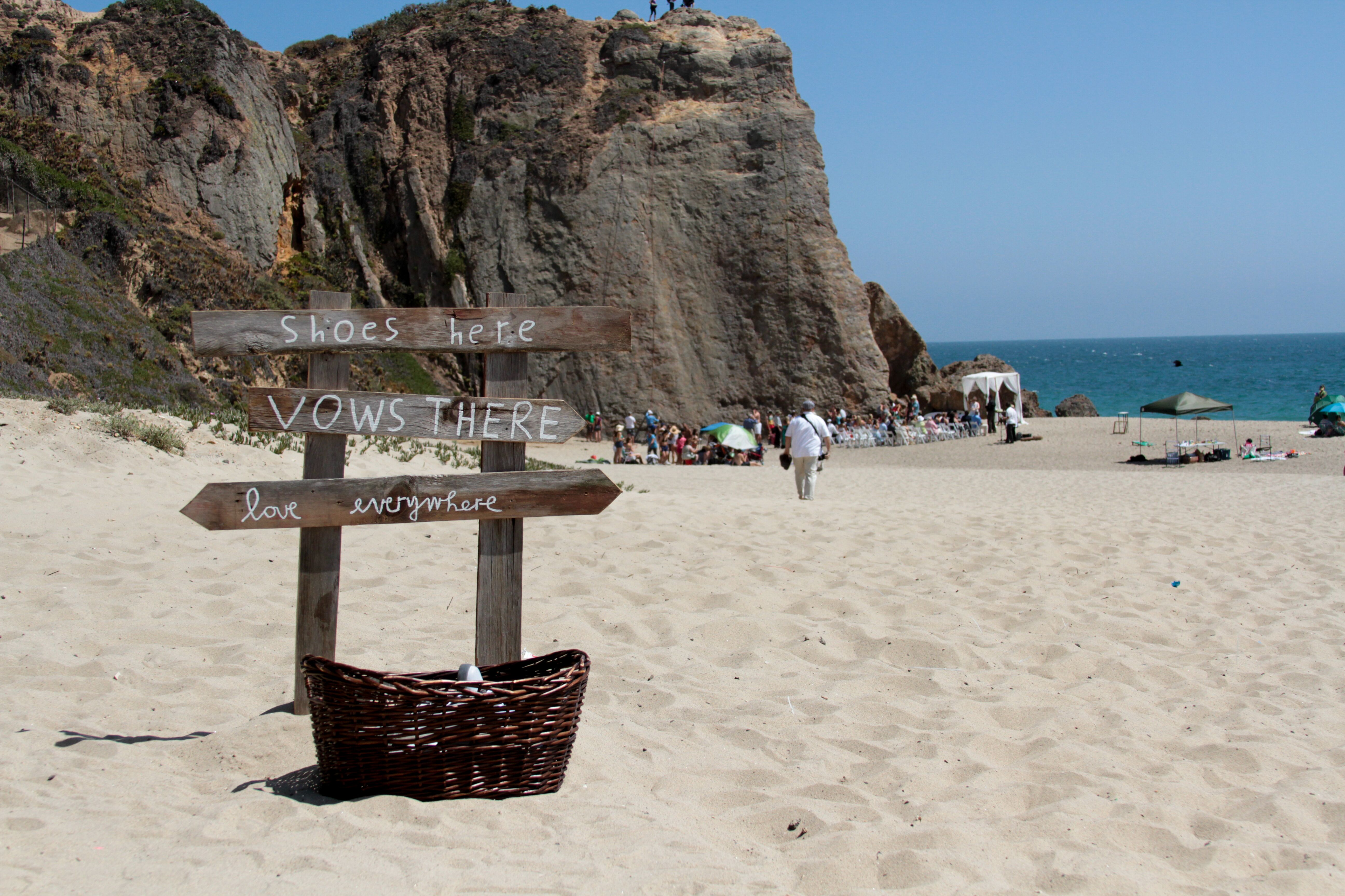 Wooden Ceremony Sign With Shoe Basket