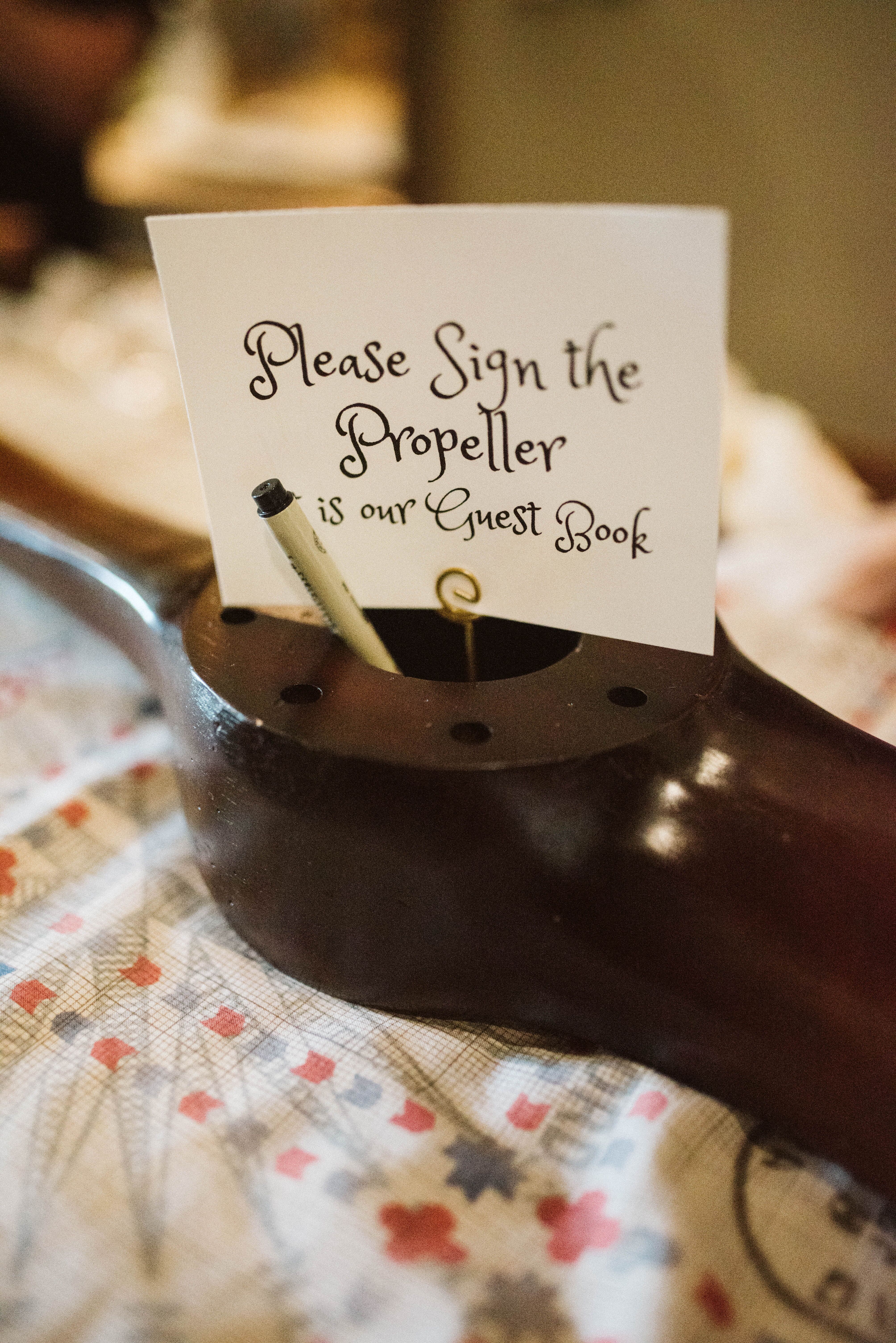 Modern Propeller Guest Book with Calligraphy