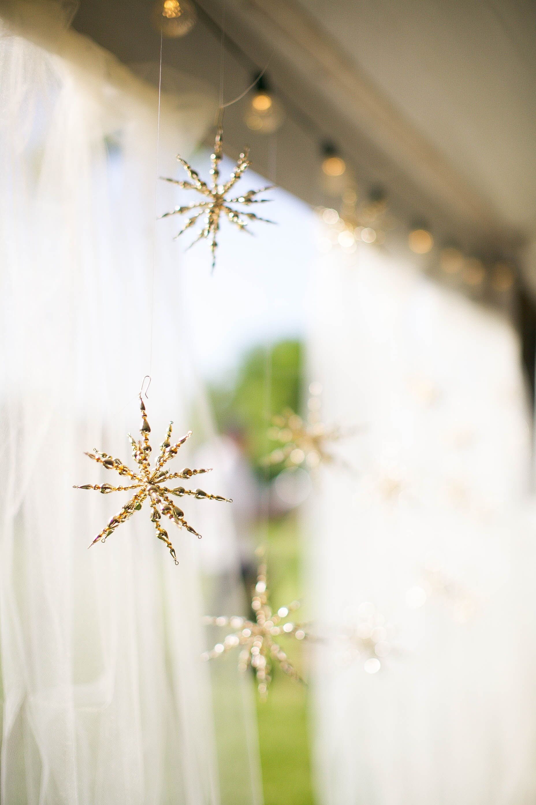 Hanging Gold Glitter Star Decorations