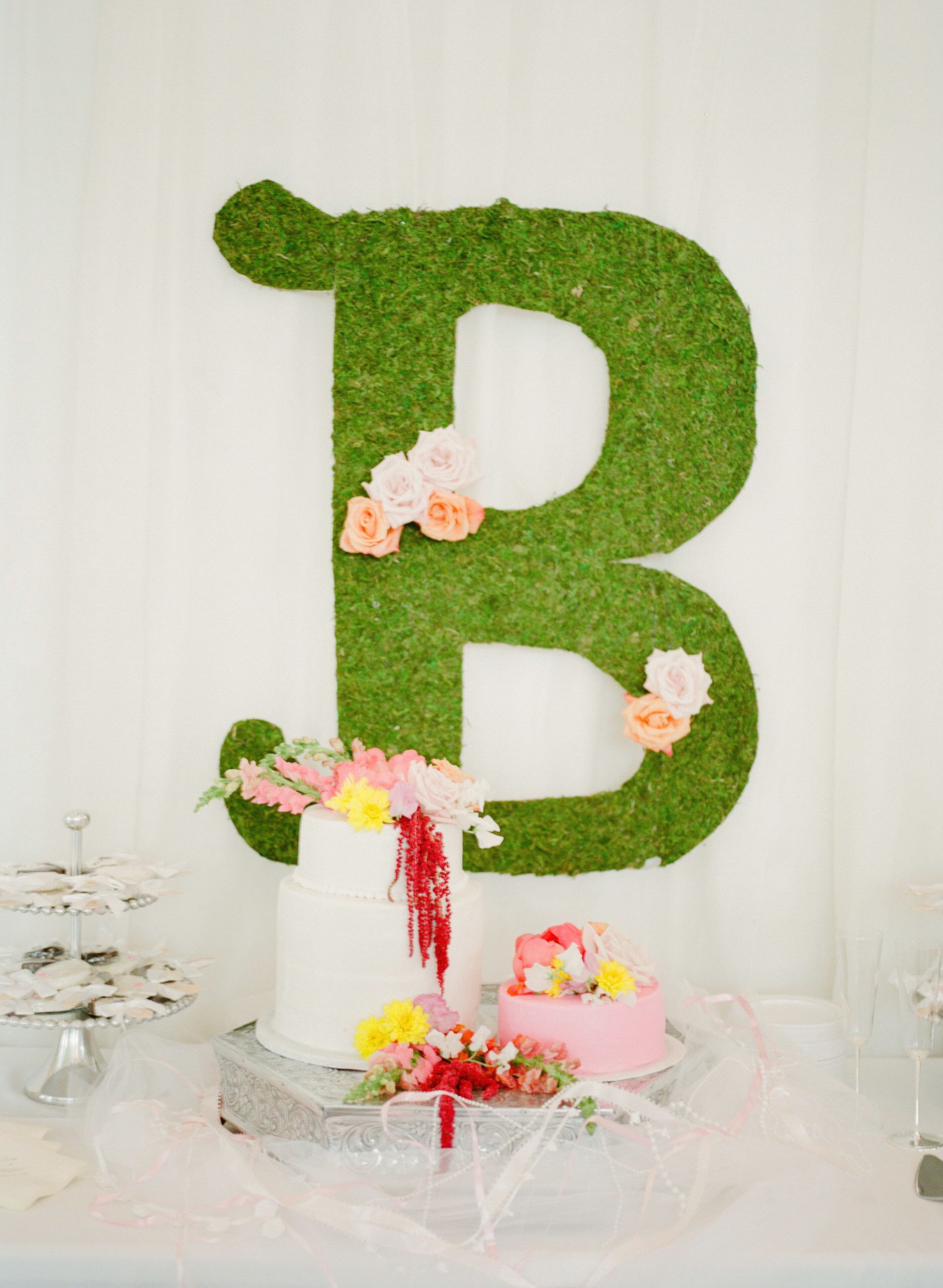 Preppy Cake Table with Boxwood Monogram Sign
