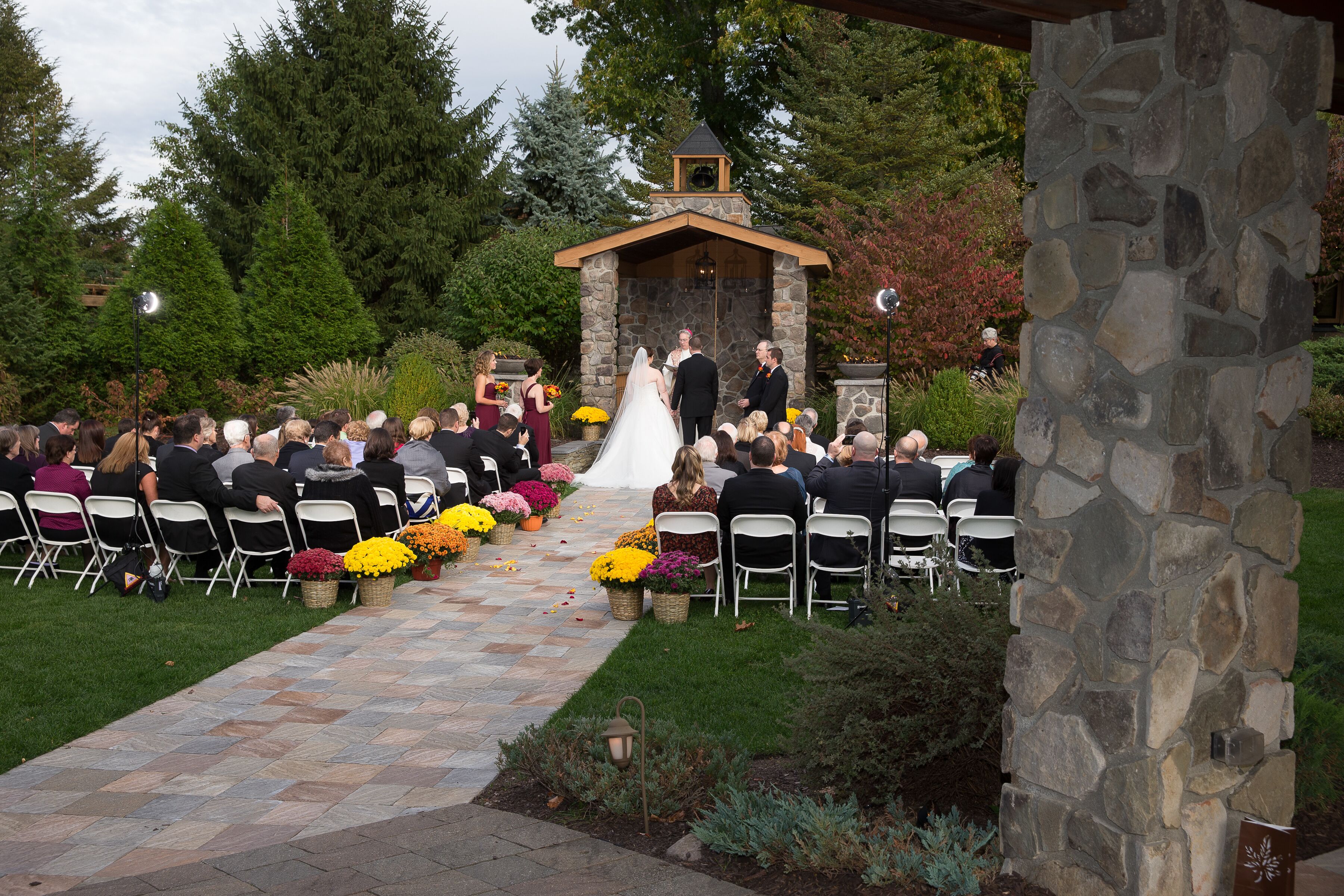 Bride and Groom at Stone Altar