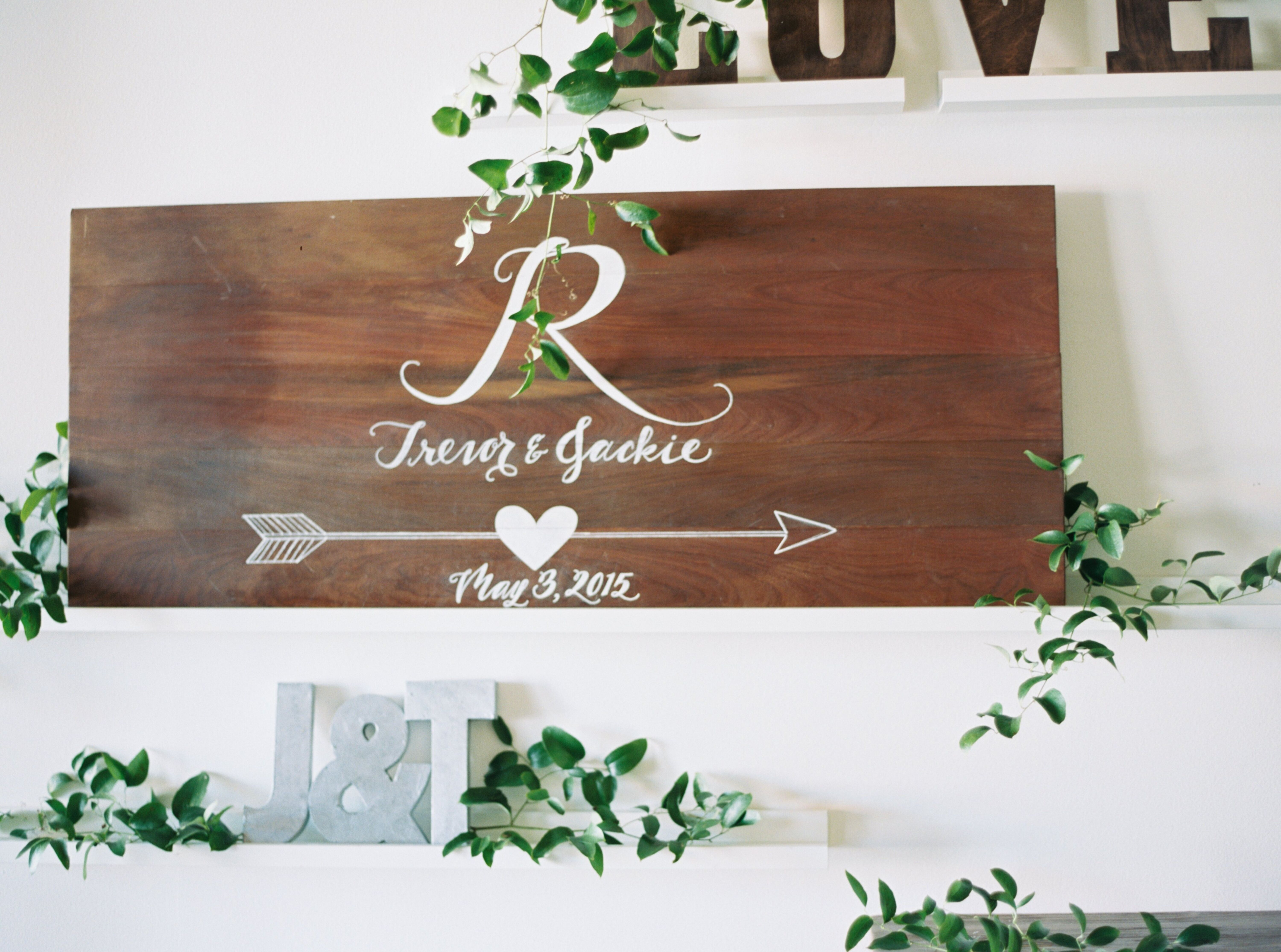 Wooden Reception Sign Custom Calligraphy