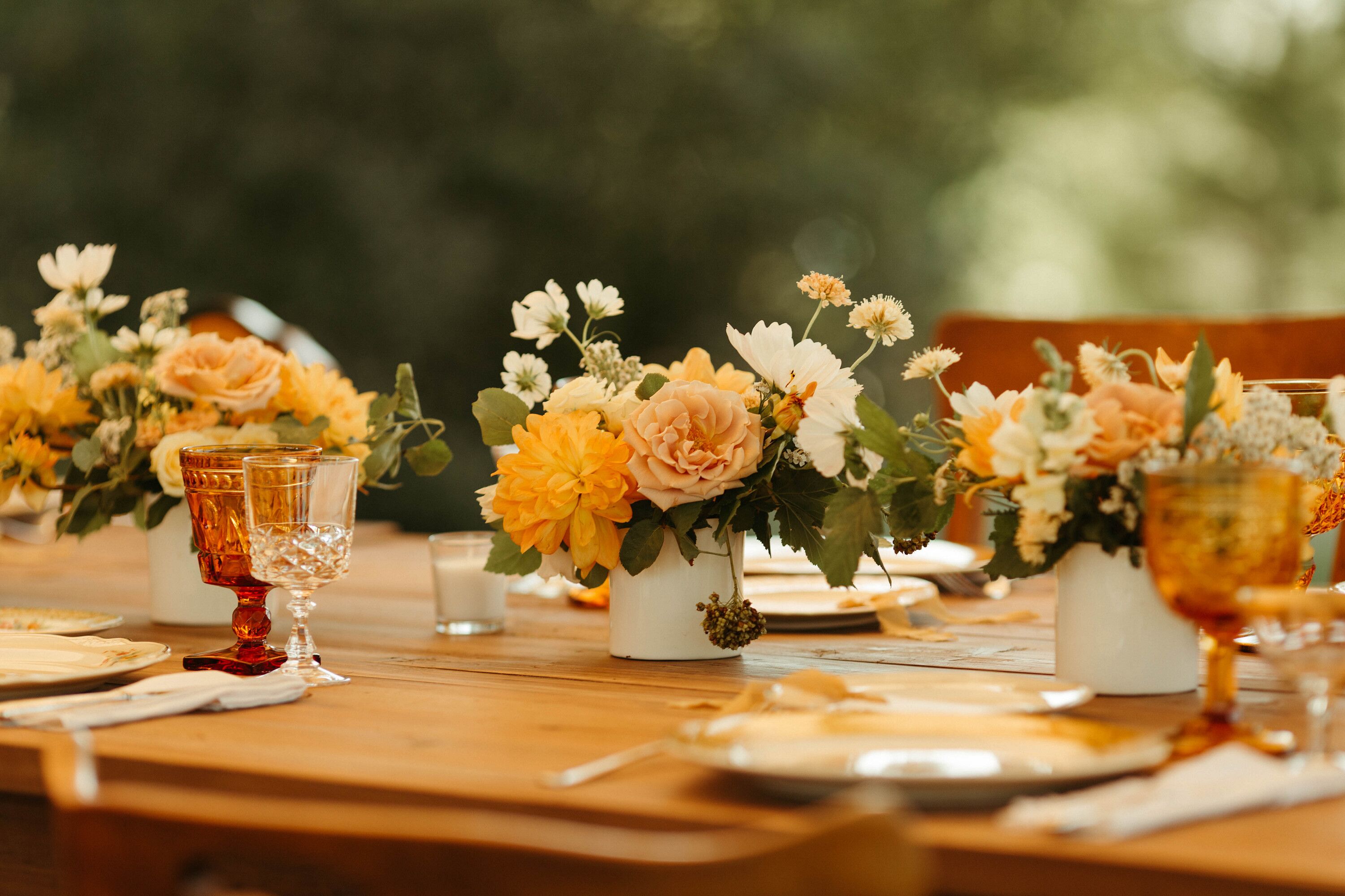 Wildflower-Inspired Orange Centerpieces With Marigolds