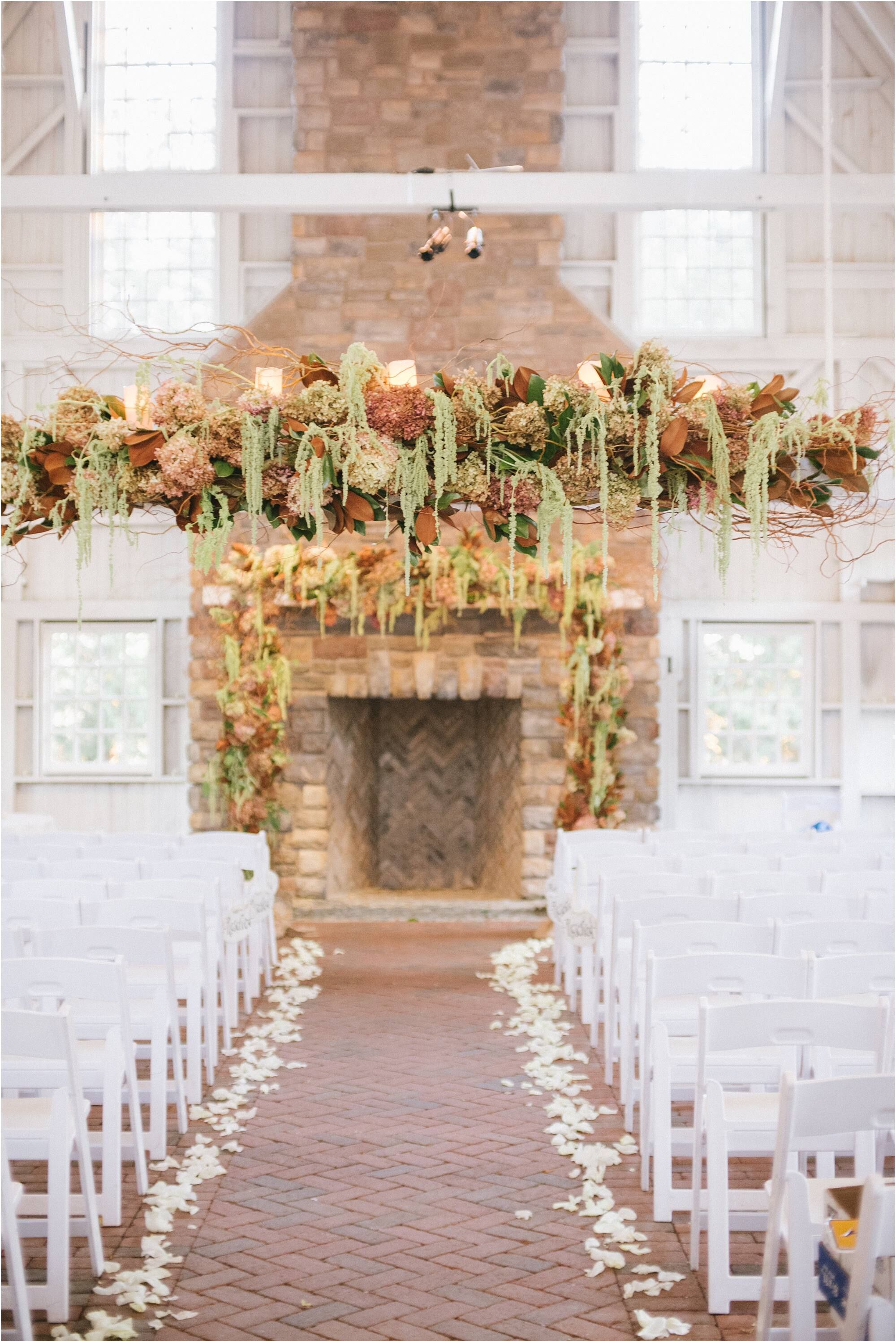 Fireplace Altar With Floral Arch