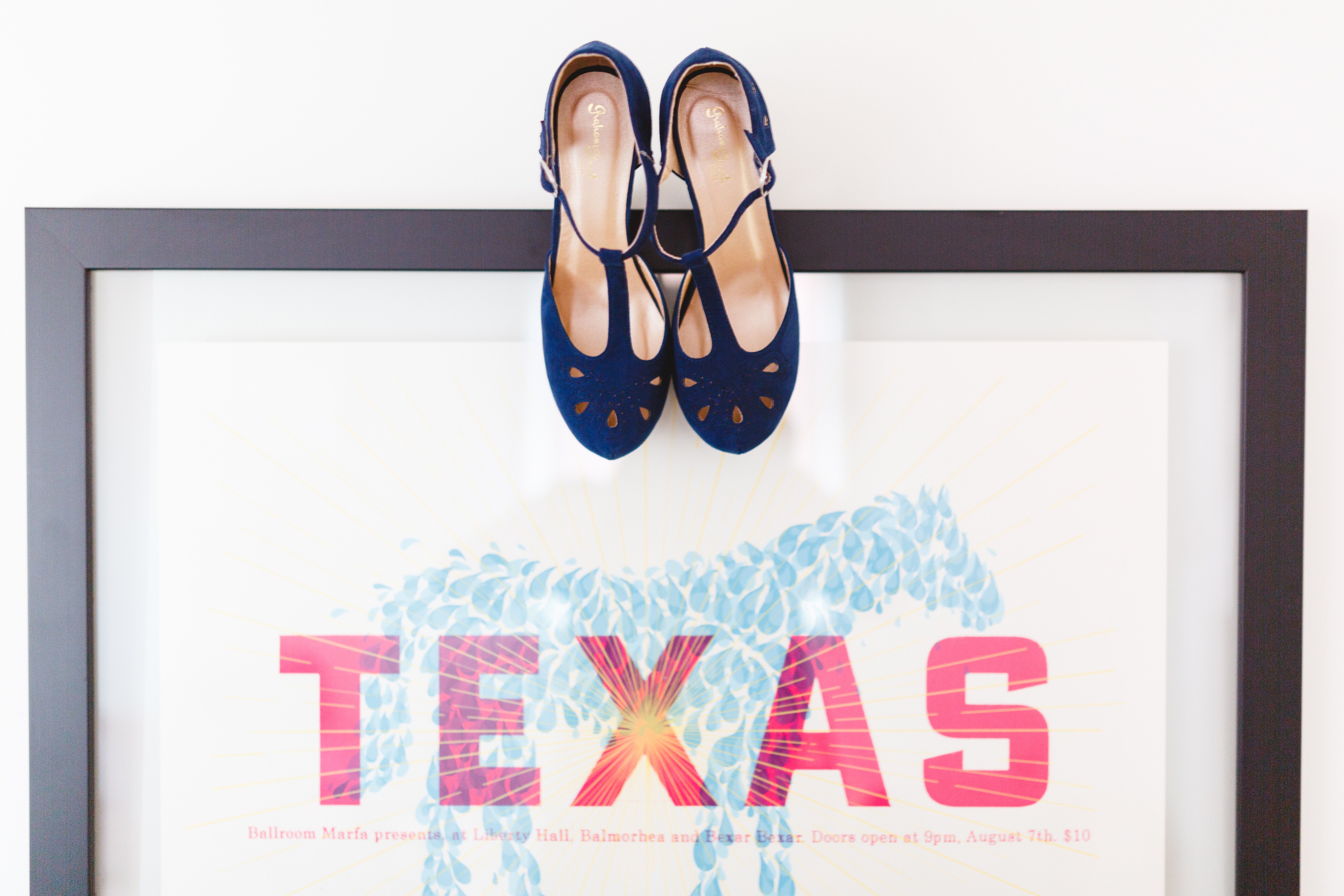 Fun Blue Shoes Photographed With Texas Decor