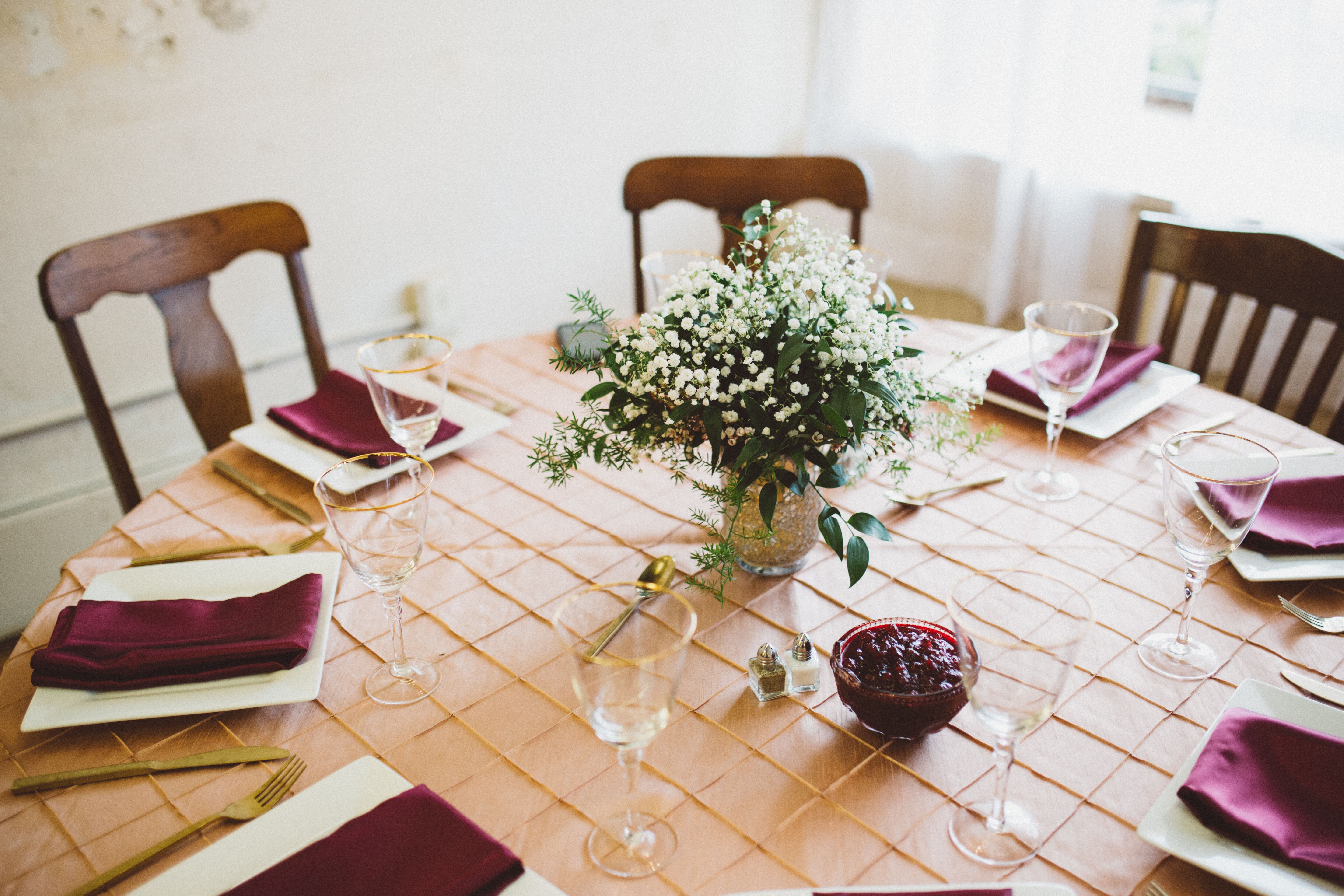 Italian Ruscus and Gypsophila Centerpieces