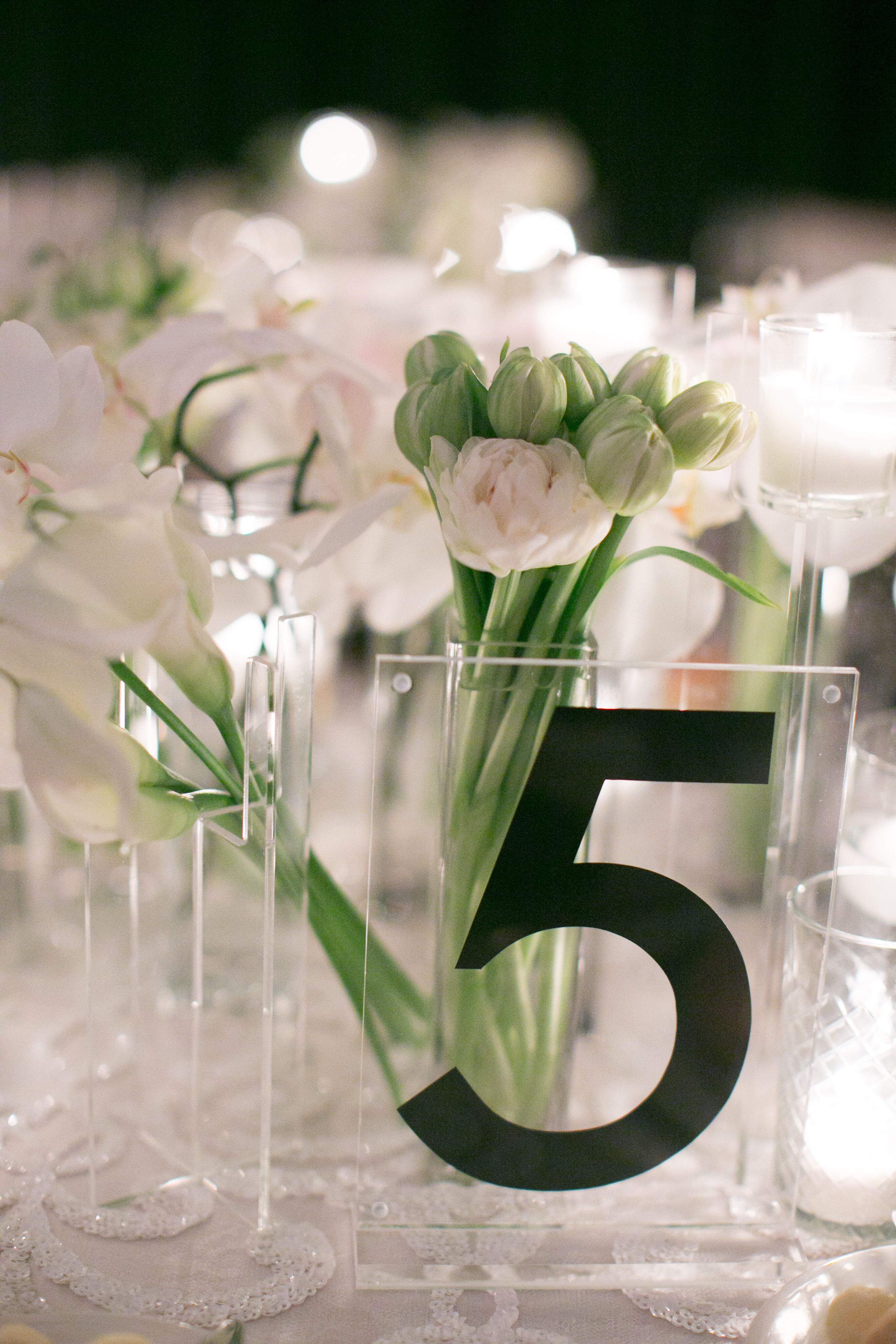 Acrylic Table Number with Bold, Modern Black Typography