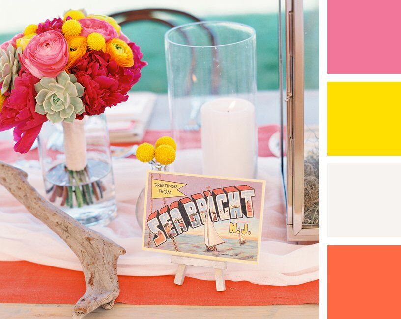 Pink, Yellow, White and Tangerine Color Palette