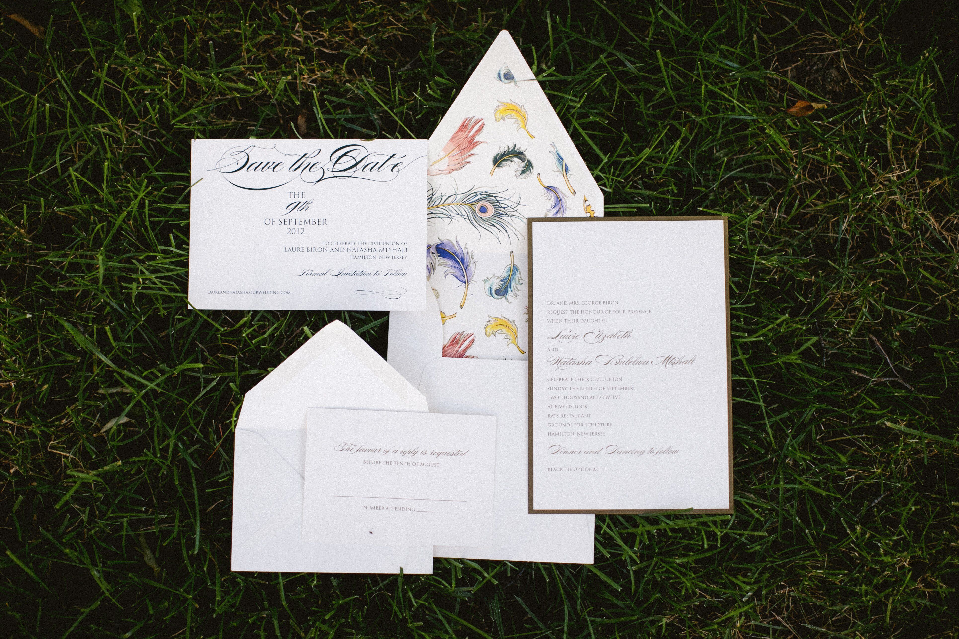 Feather Motif Invitations