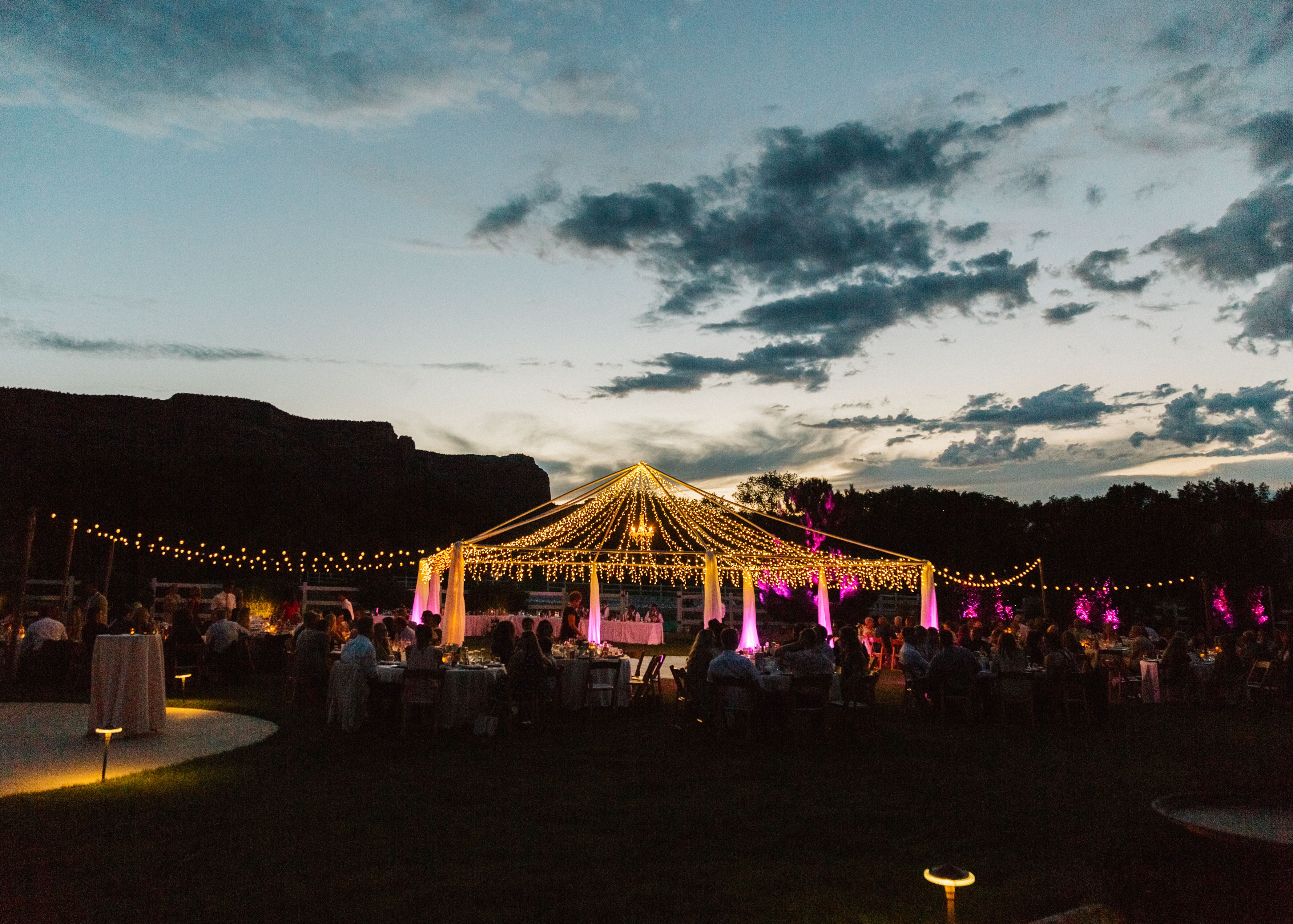 Reception Tent of String Lights
