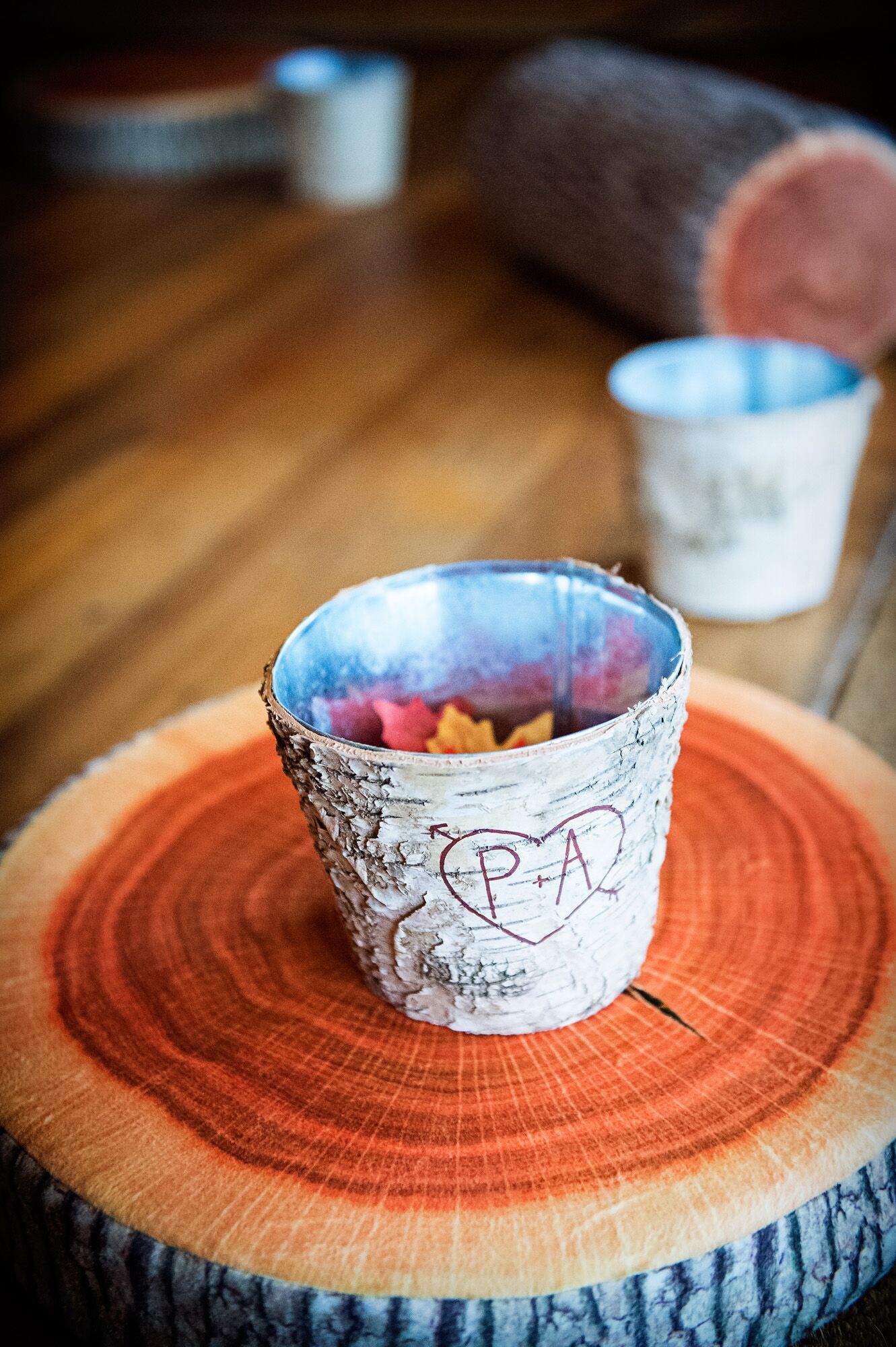 Monogrammed Wooden Fall Leaf Bucket