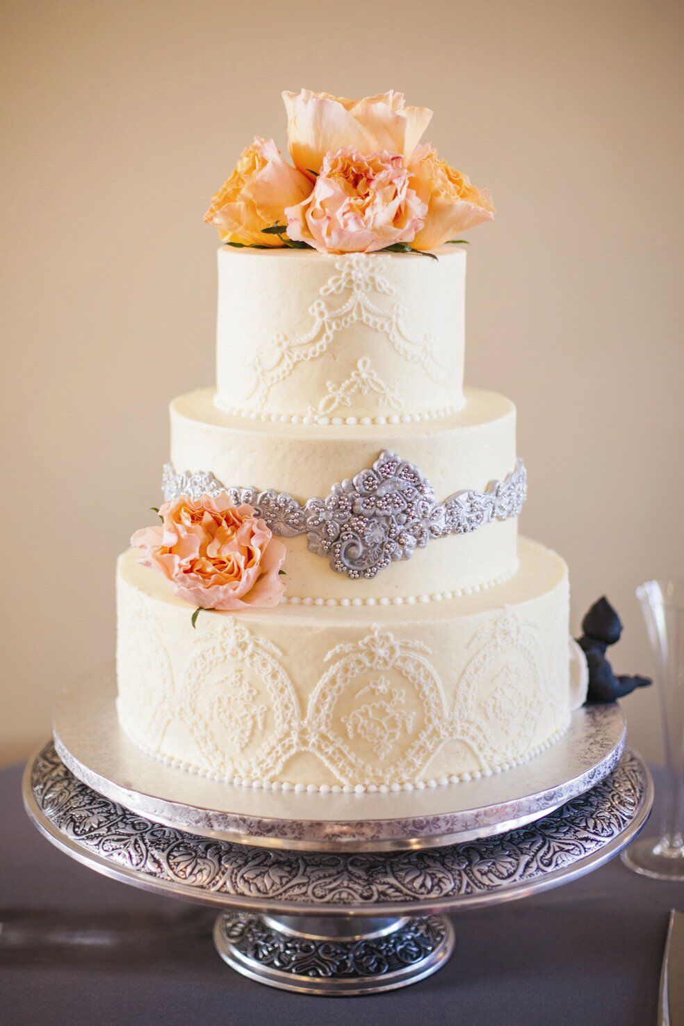 Lace-Detailed Wedding Cake
