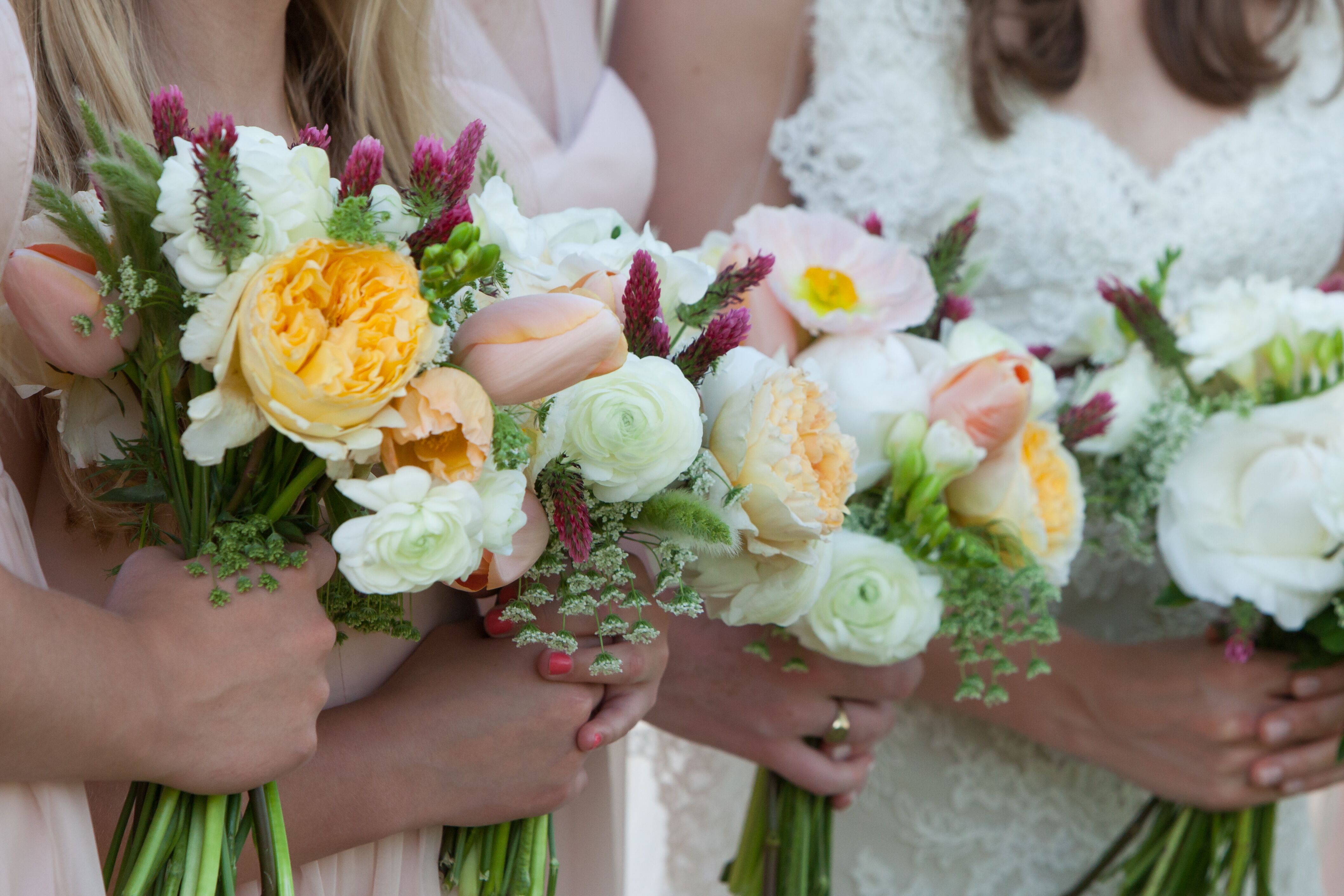 Wildflower, Clover Flower and Garden Rose Bouquets