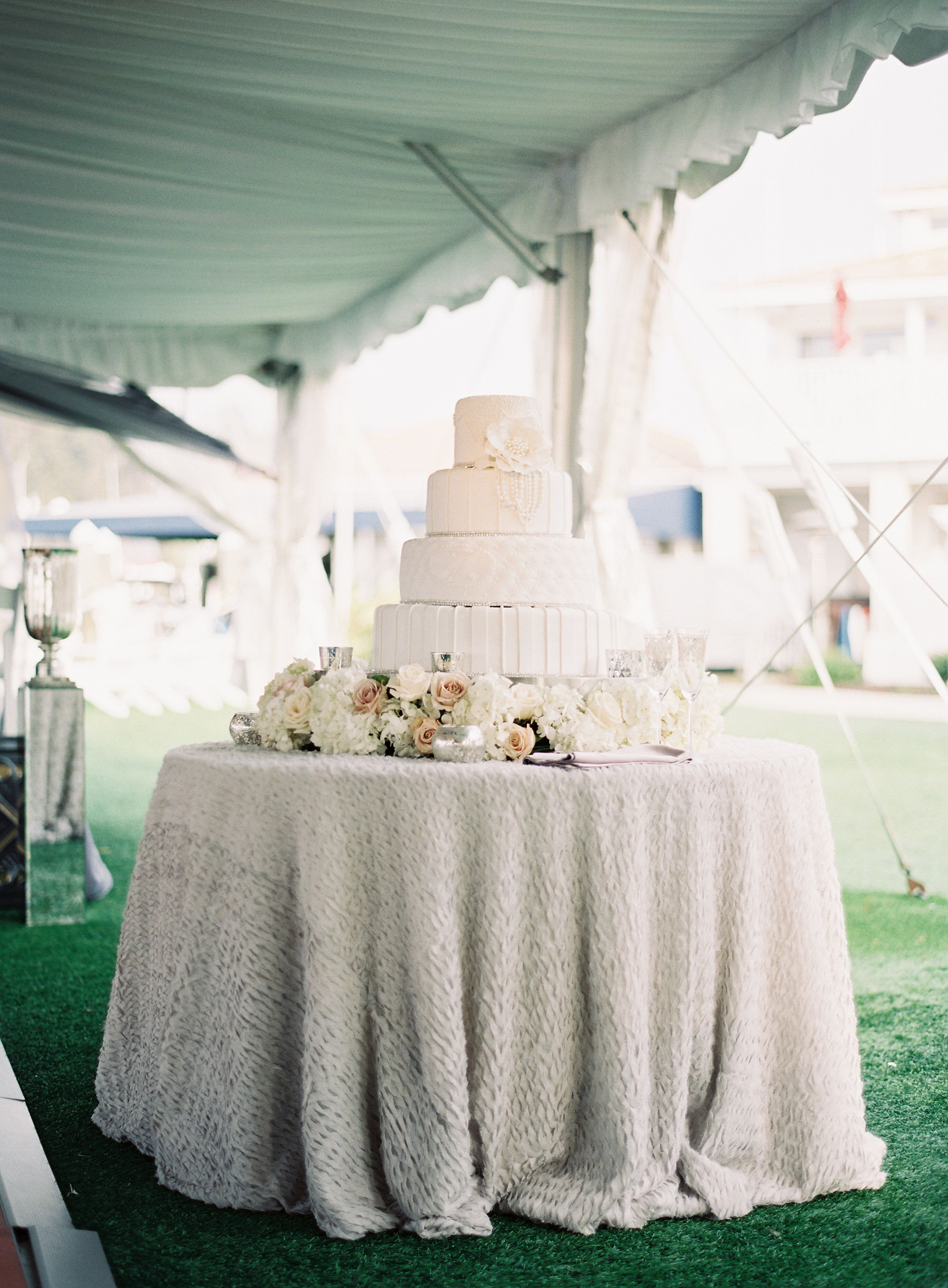 Ivory Fondant Wedding Cake with Decorative Piping