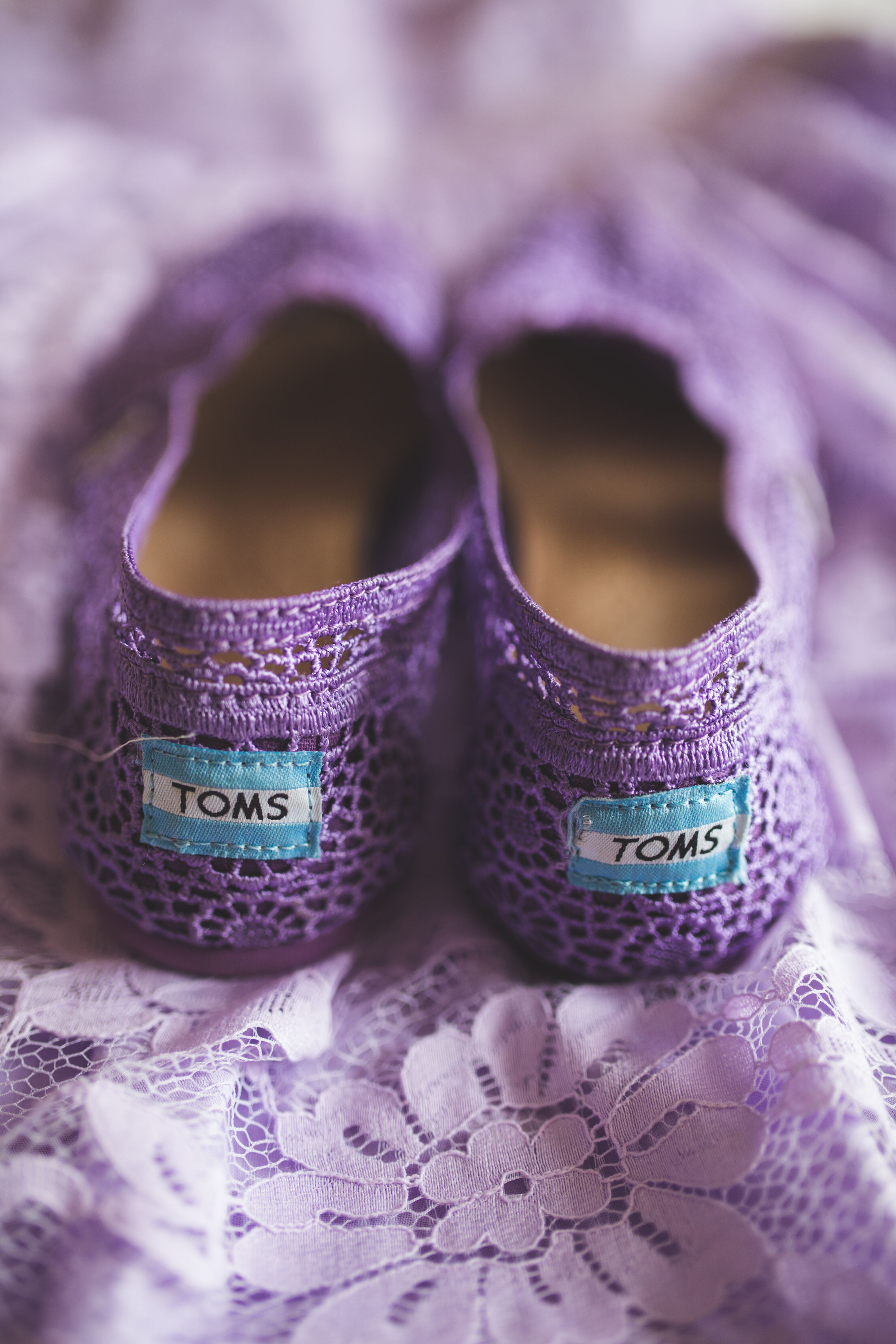 Lace Purple Tom’s for a Casual Wedding by the Lake