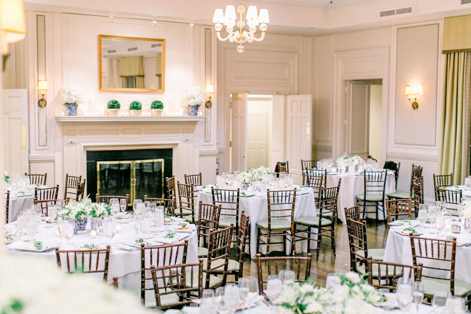 Classic Wedding Reception With White and Green Touches at Country Club