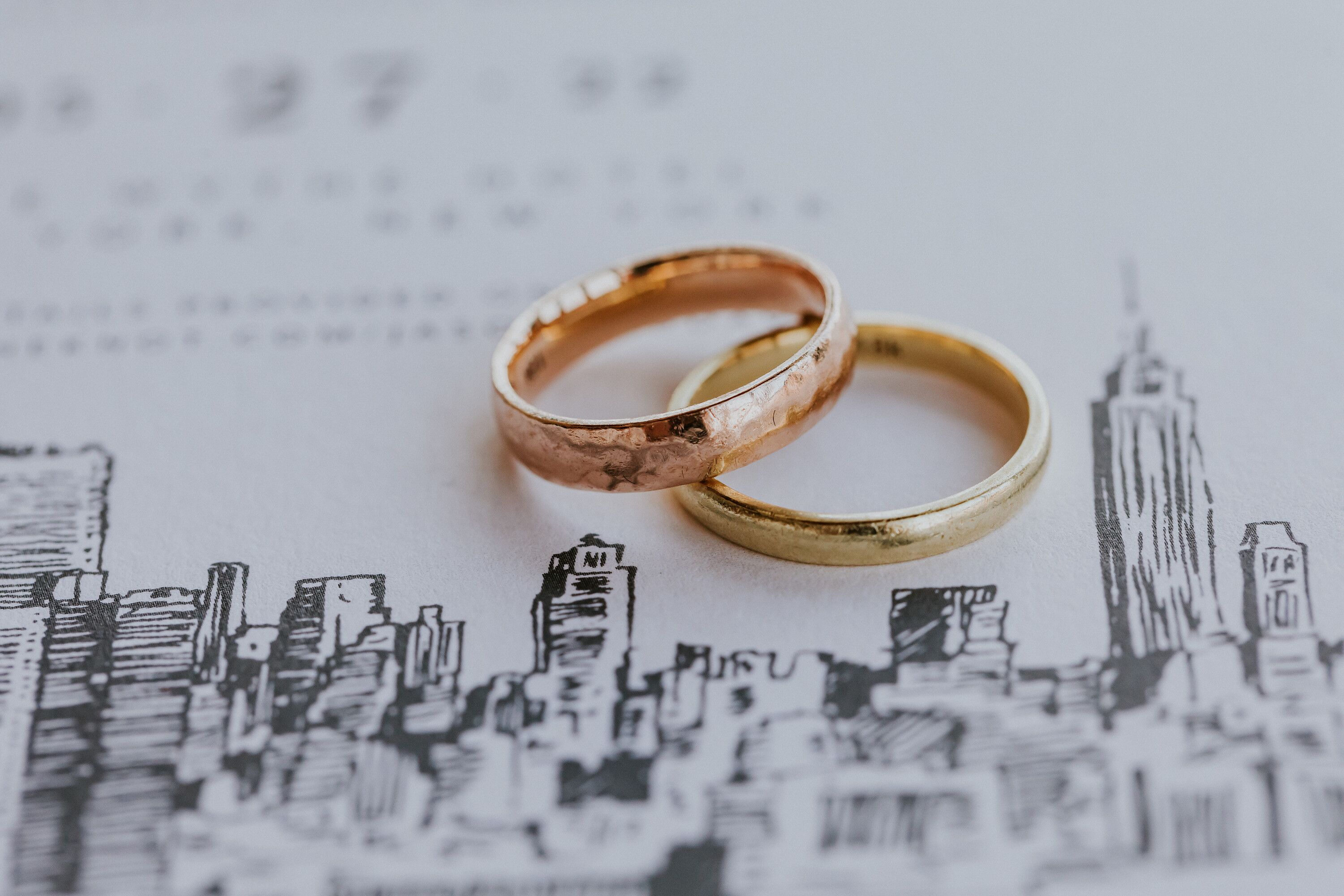 Two Wedding Bands for Two Grooms in Different Shades of Gold