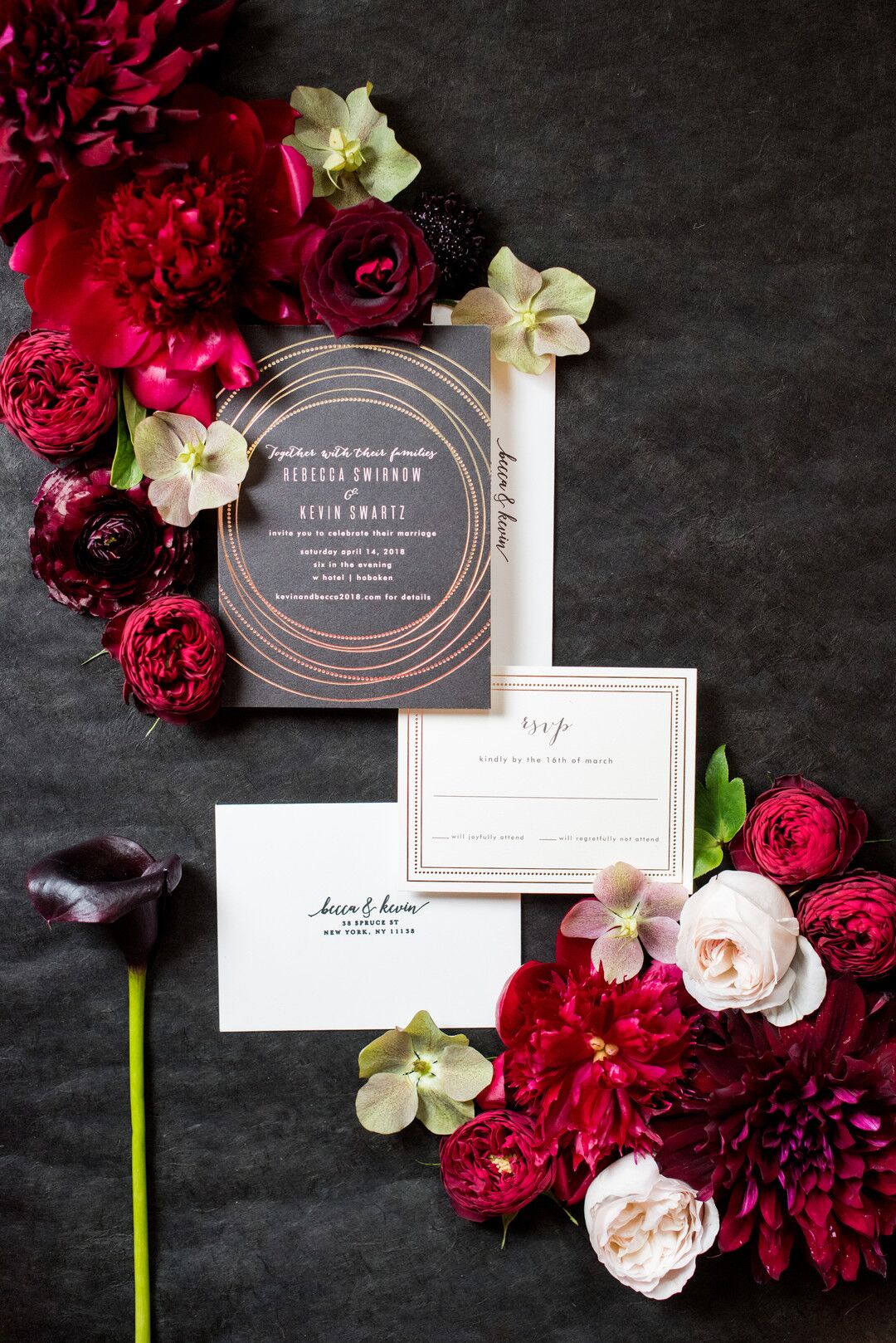 Glamorous Black and Gold Wedding Invitations