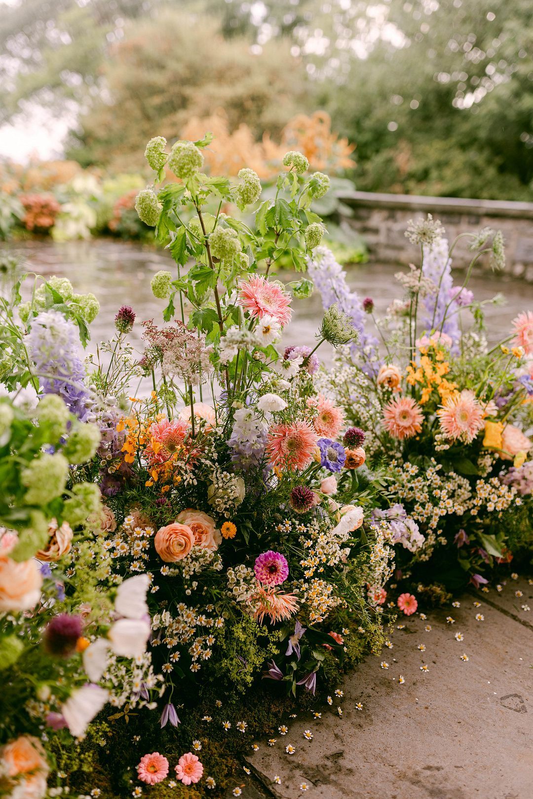 Springtime Pastel Flowers at Ceremony in Coral, Lavender, Pink, Yellow ...