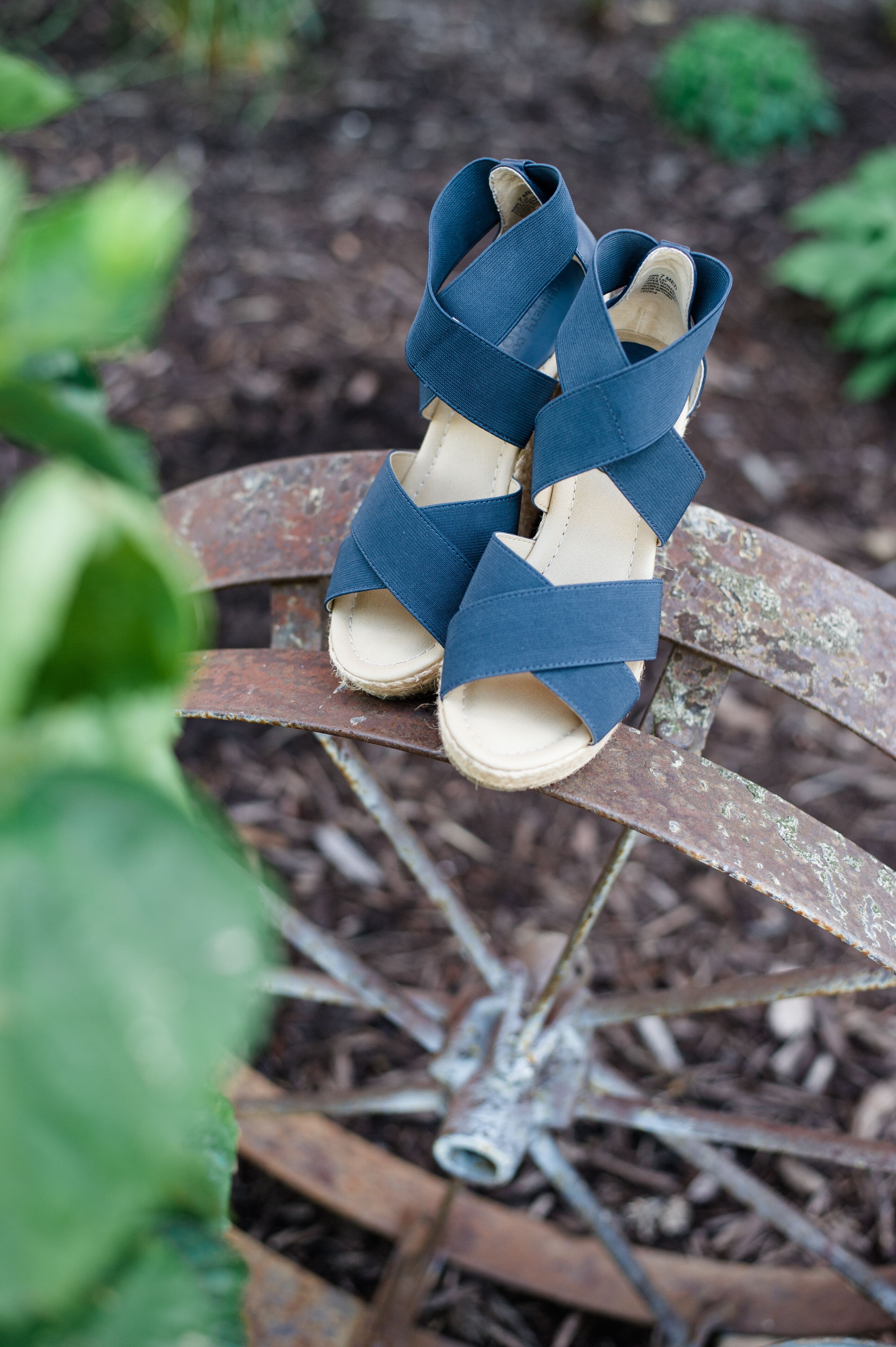 Blue Criss-Cross Bride Wedges