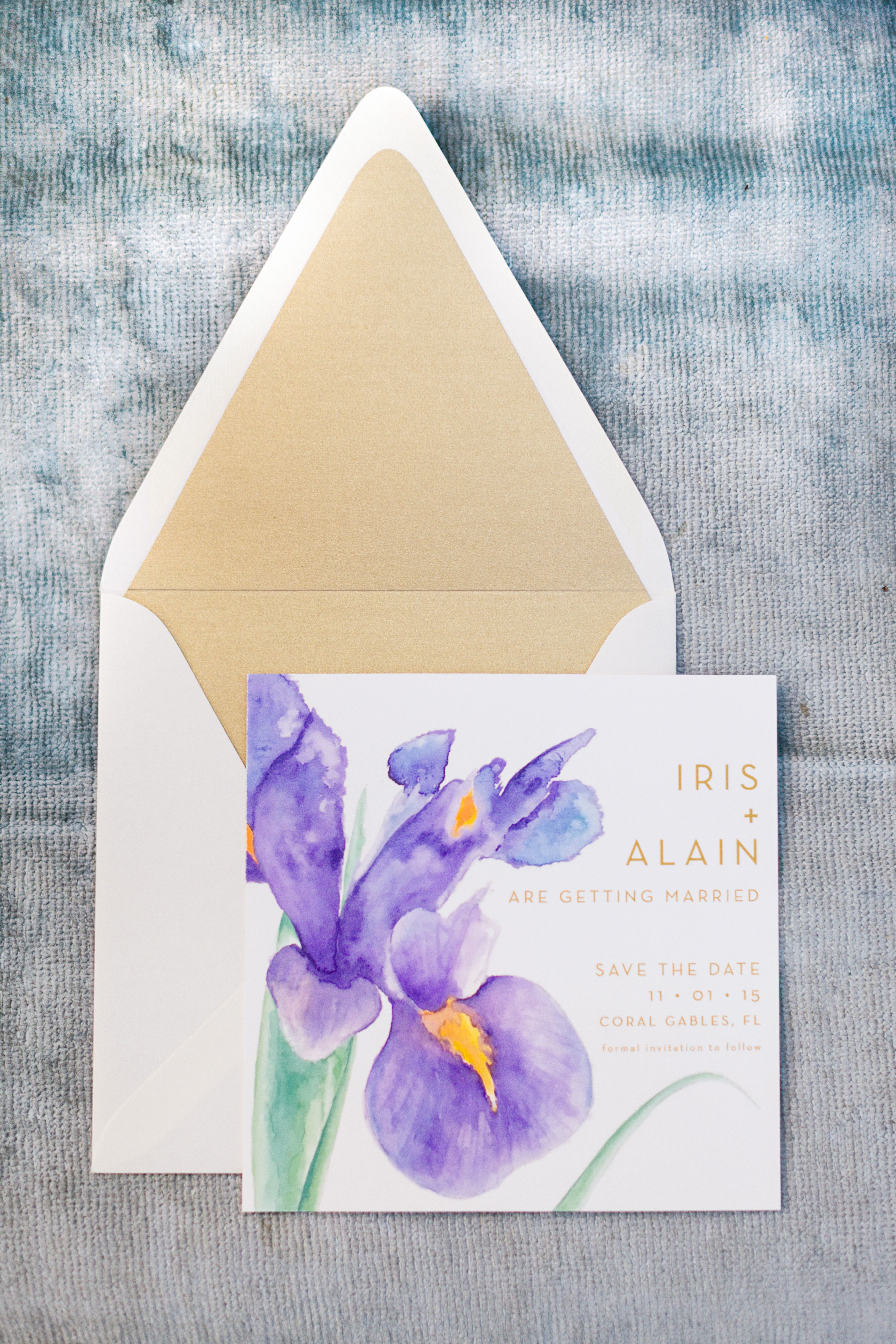 Modern Watercolor Iris Invitations