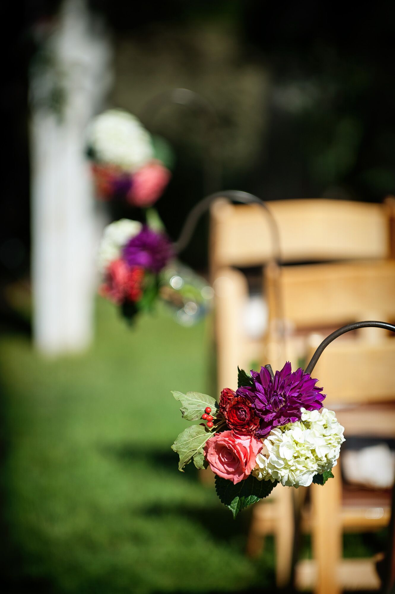 Purple, Red and White Flower Aisle Decor