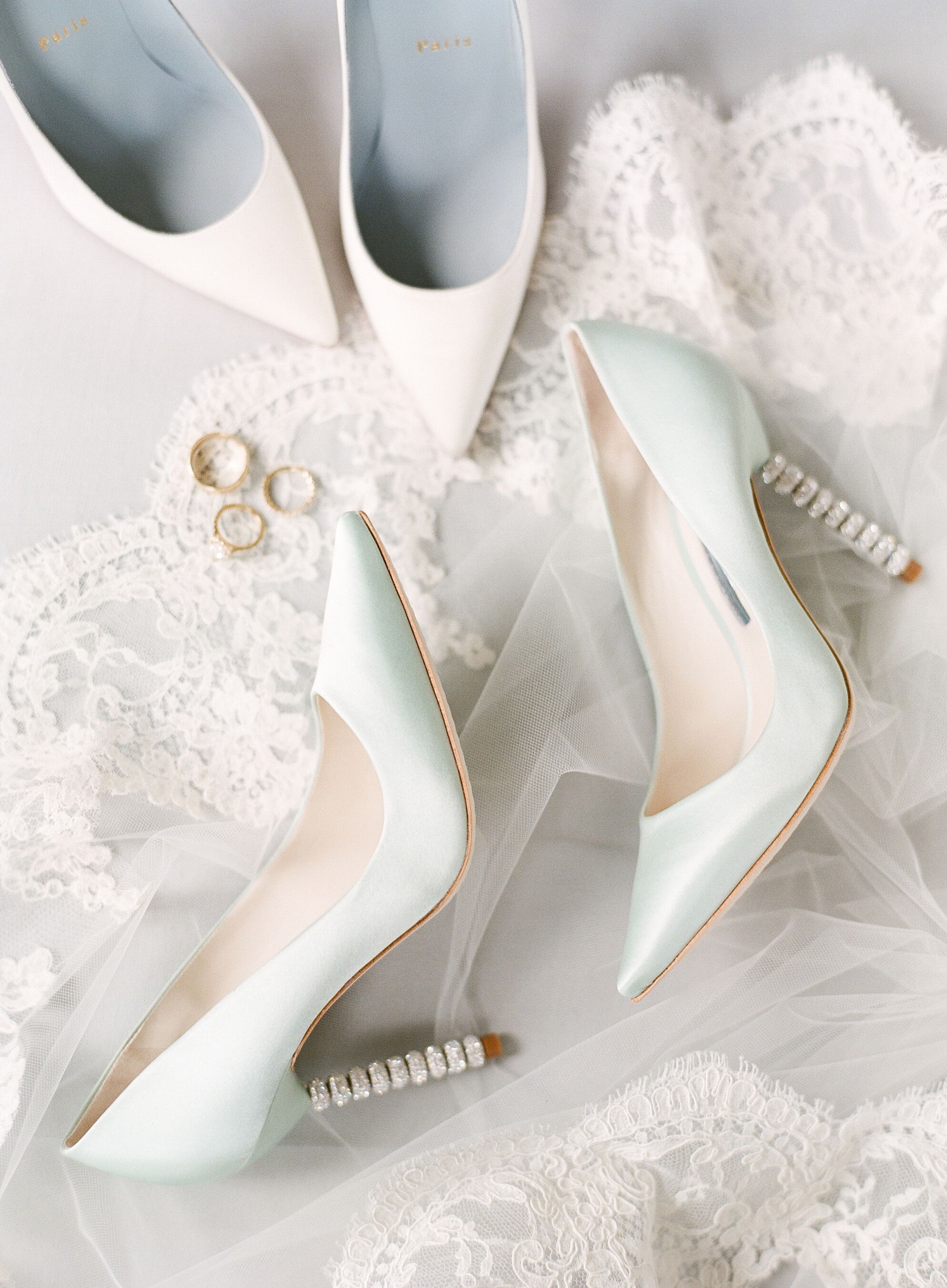 Pale Mint Stilettos with Gem-Studded Heels
