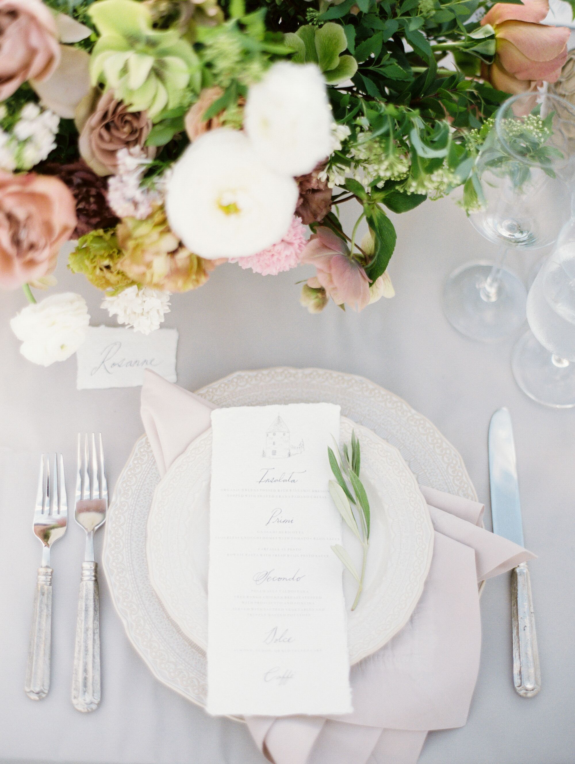 Textured Ivory Dinnerware and Silver Flatware