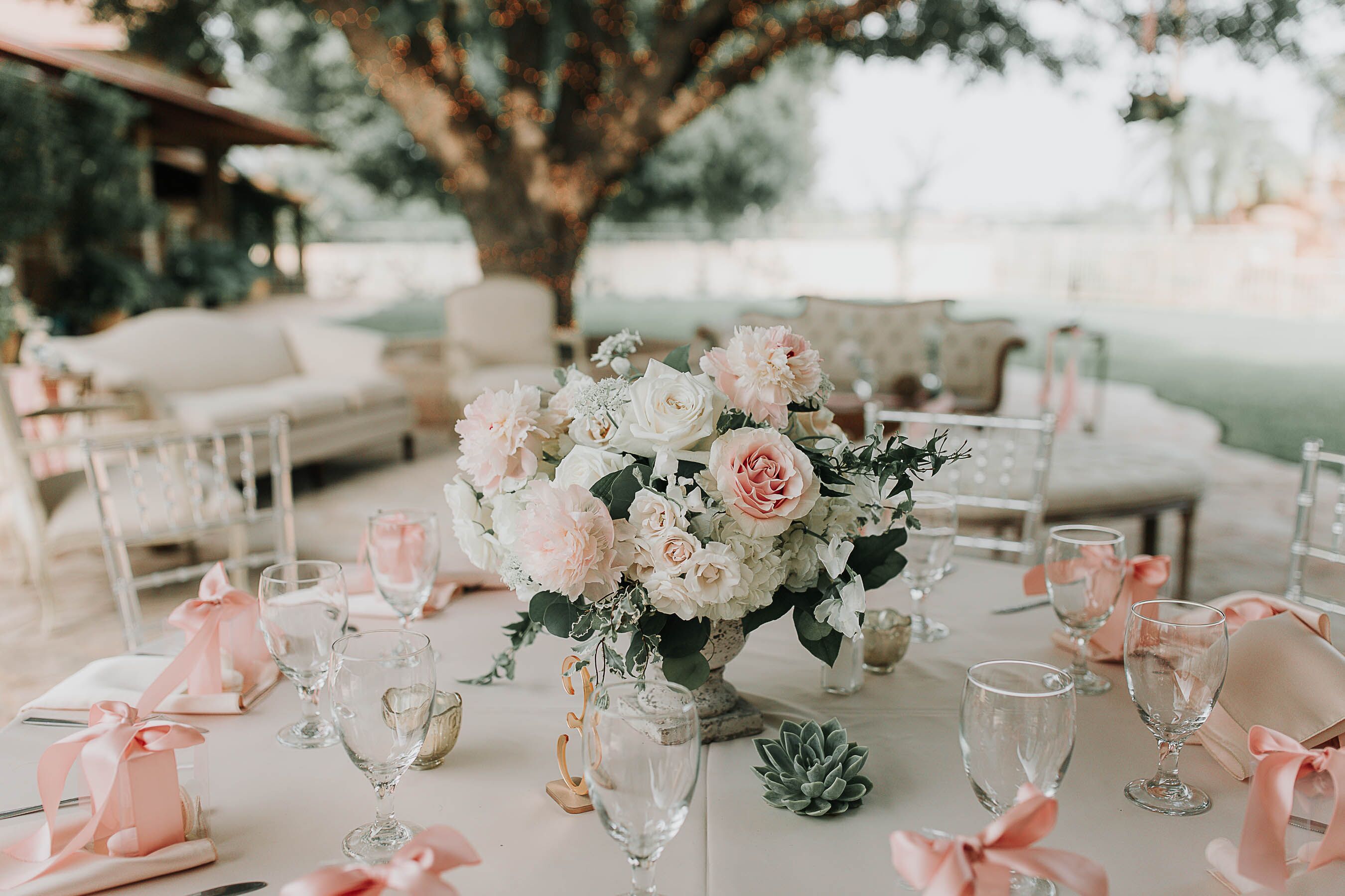 Romantic Centerpieces and Macaron Favors