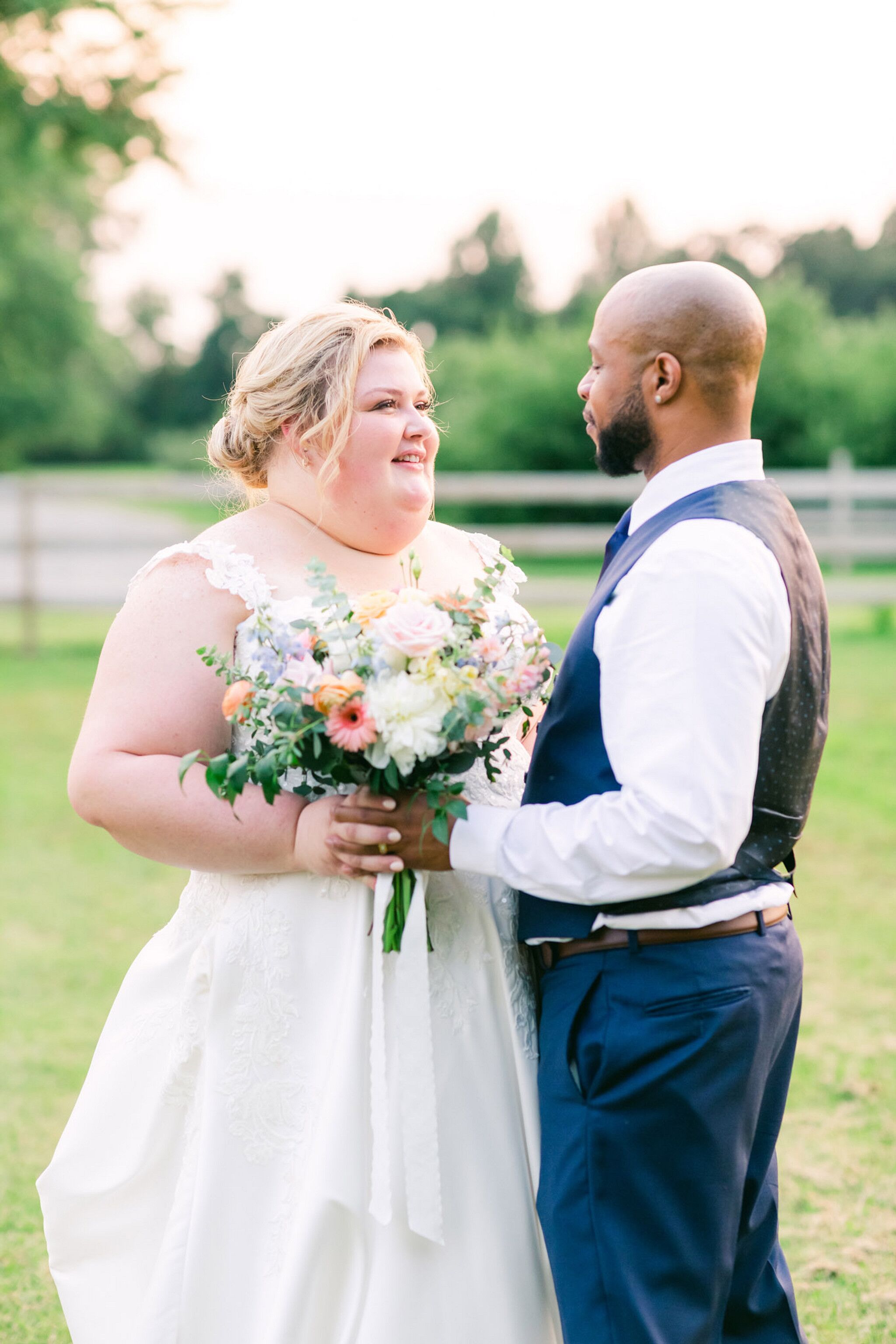 Bride and Groom Portraits at County Line Orchard in Hobart, Indiana