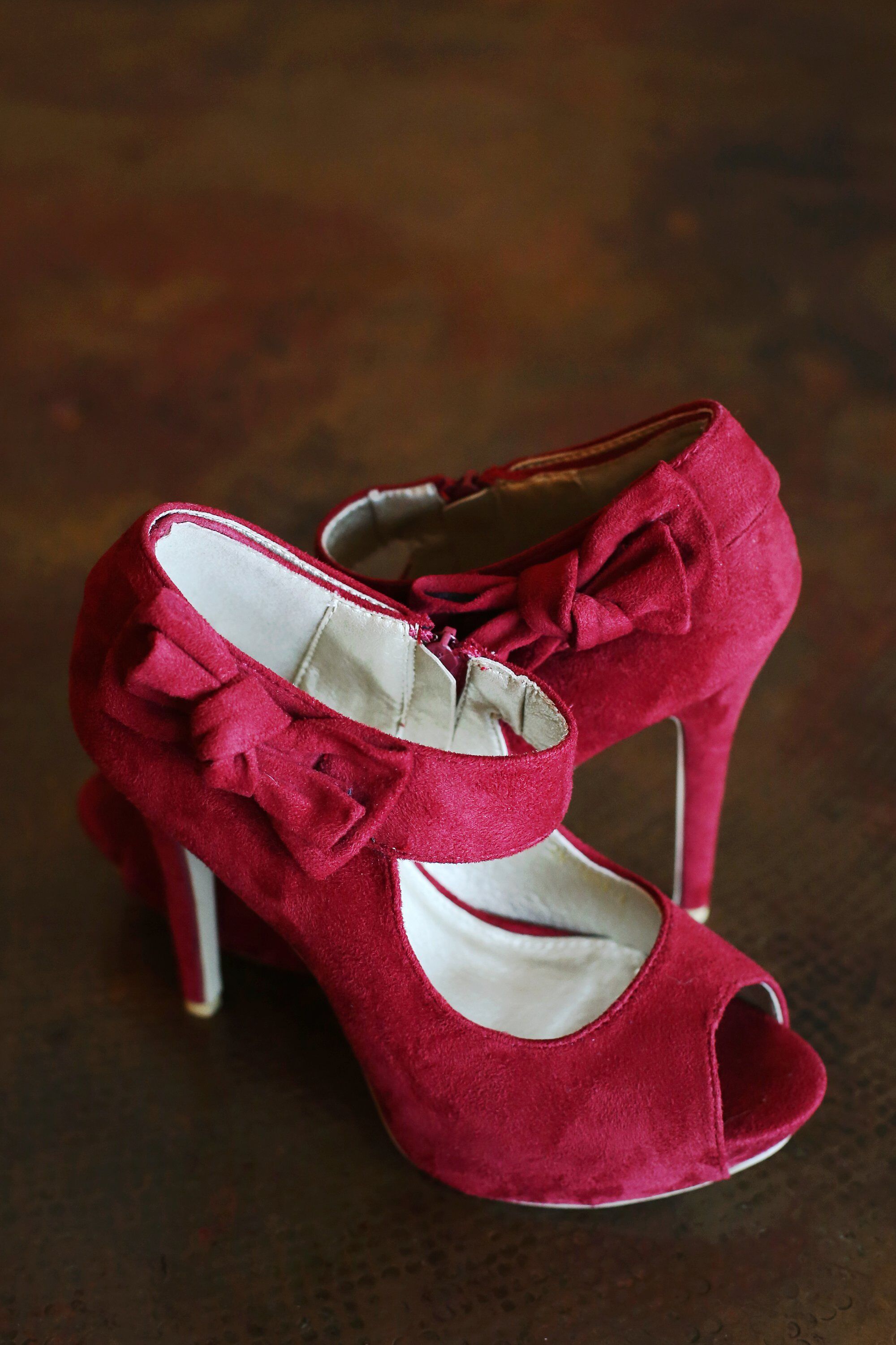 Red Velvet Peep Toe Booties